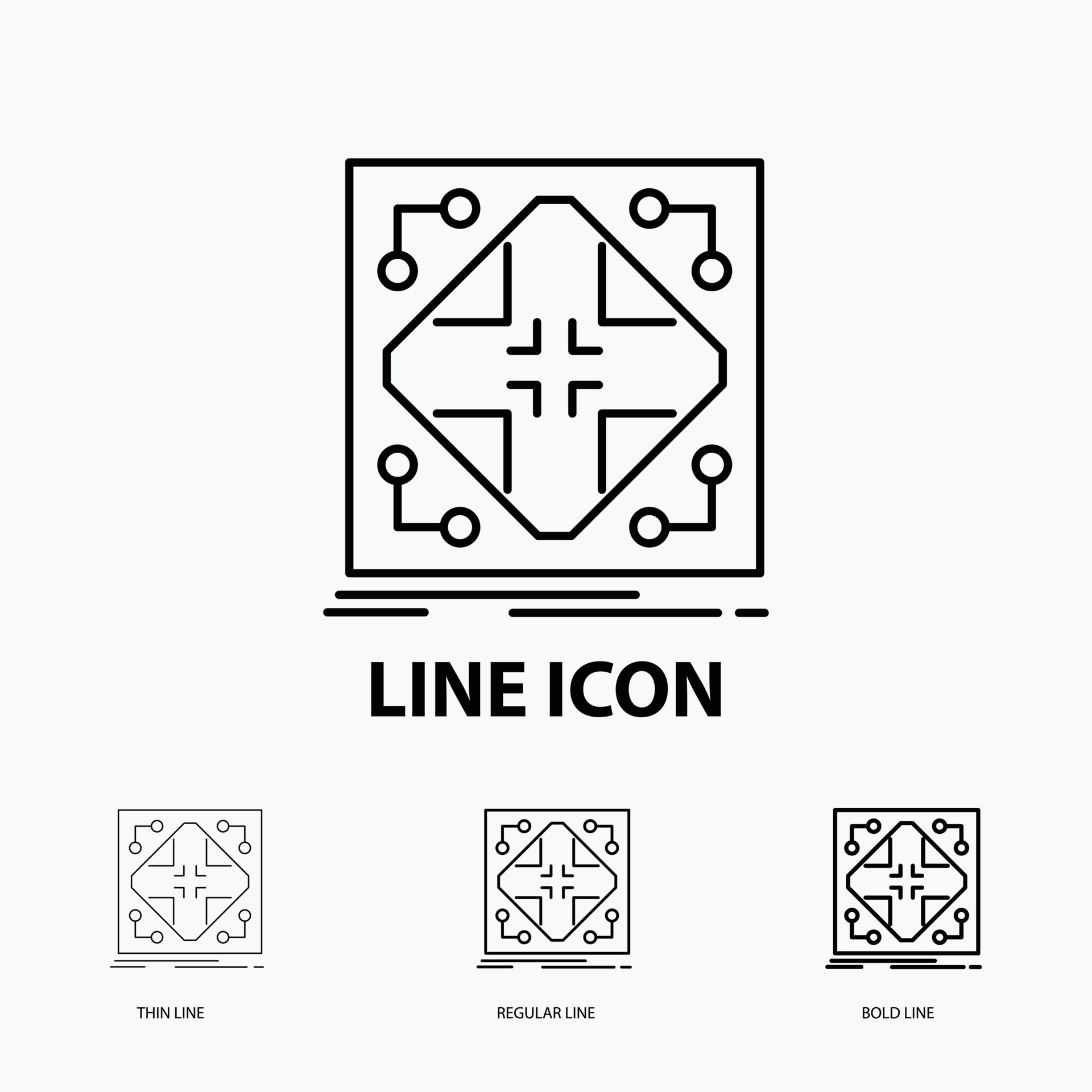 Data Infrastructure Network Matrix Grid Icon In Thin Regular And