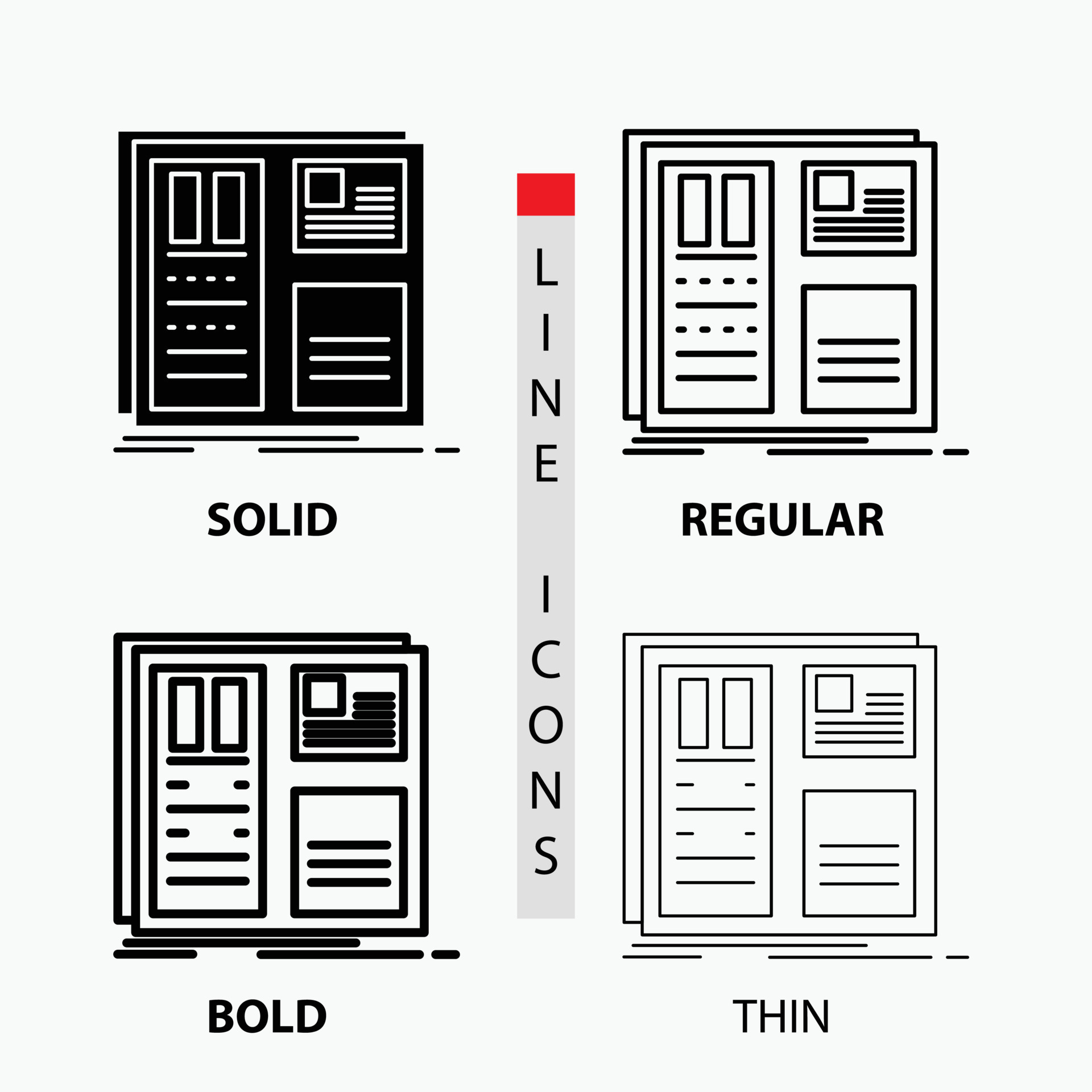 Design. grid. interface. layout. ui Icon in Thin. Regular. Bold Line ...