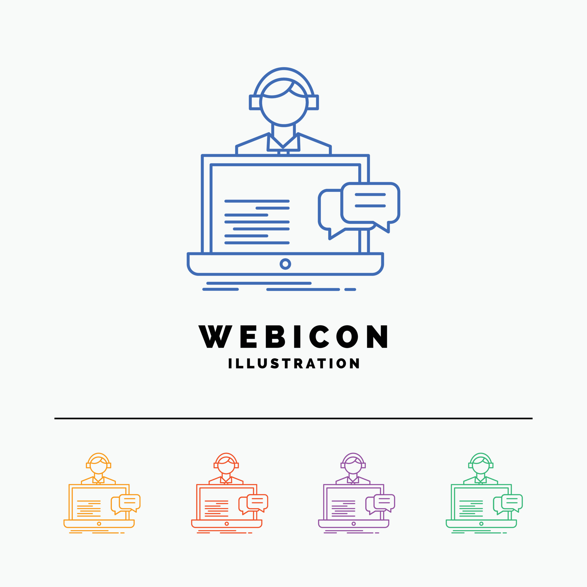 Support Chat Customer Service Help 5 Color Line Web Icon Template Isolated On White Vector