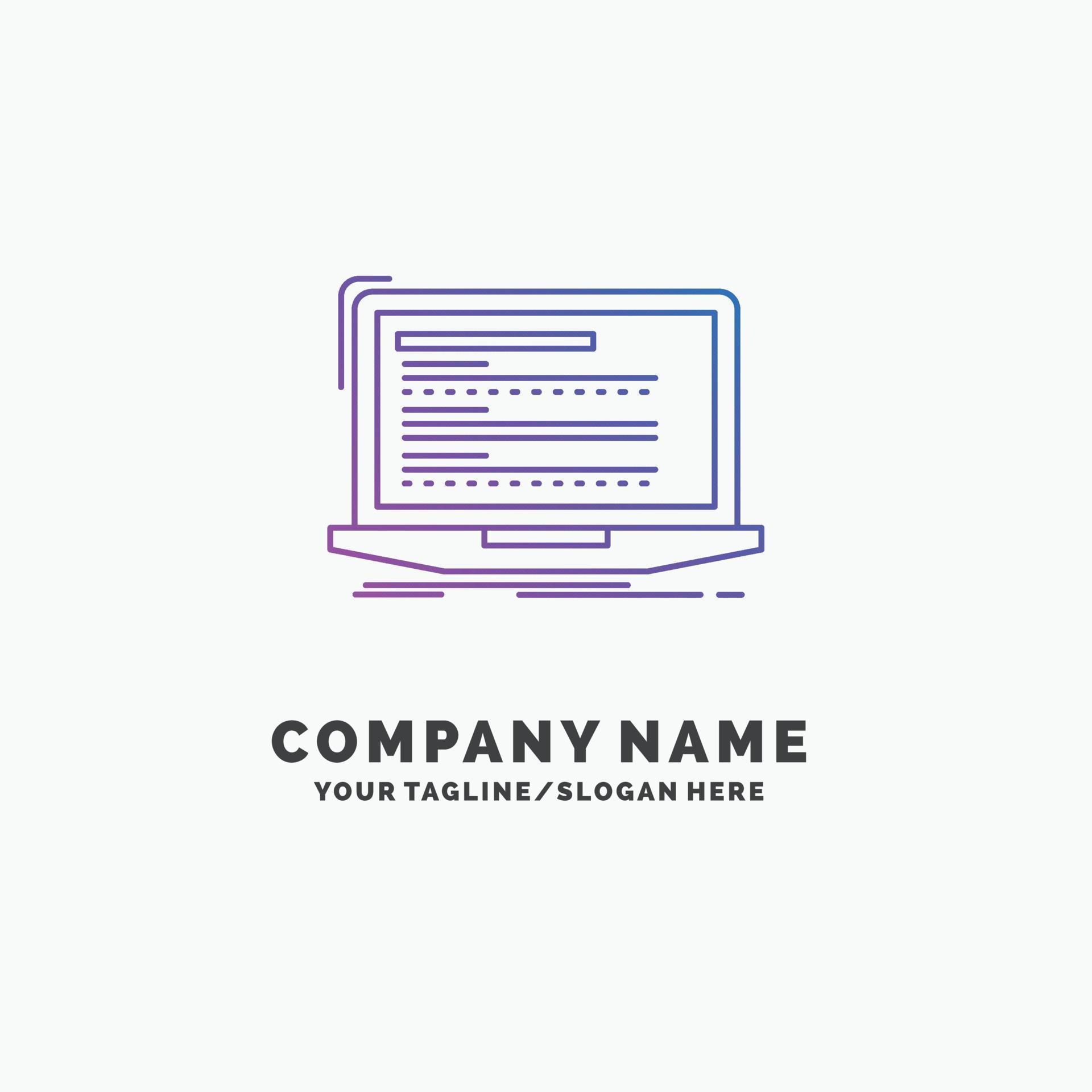 Code Coding Computer Monoblock Laptop Purple Business Logo Template Place For Tagline