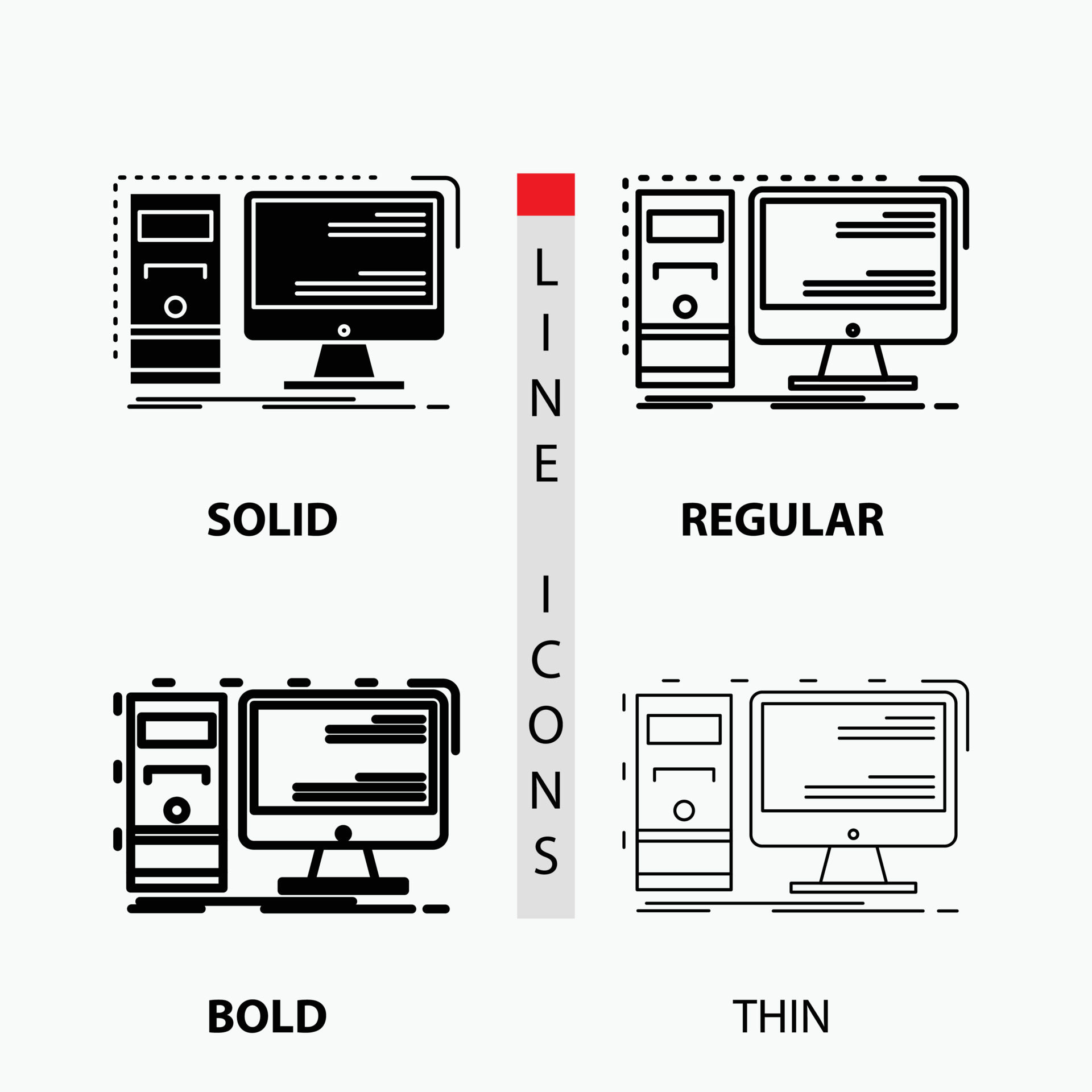 Computer Desktop Hardware Workstation System Icon In Thin Regular