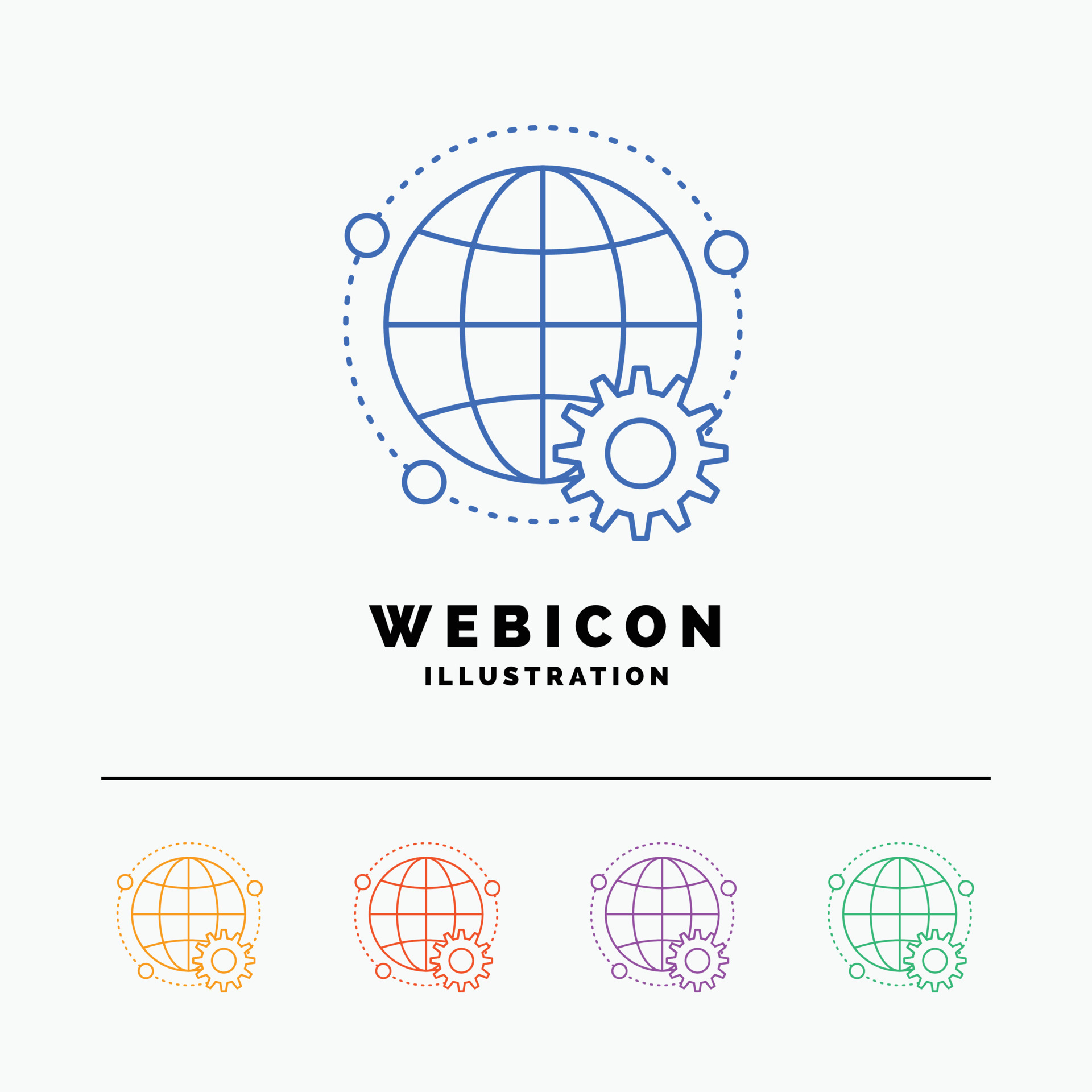 Connected Online World Globe Multiplayer 5 Color Line Web Icon Template Isolated On White