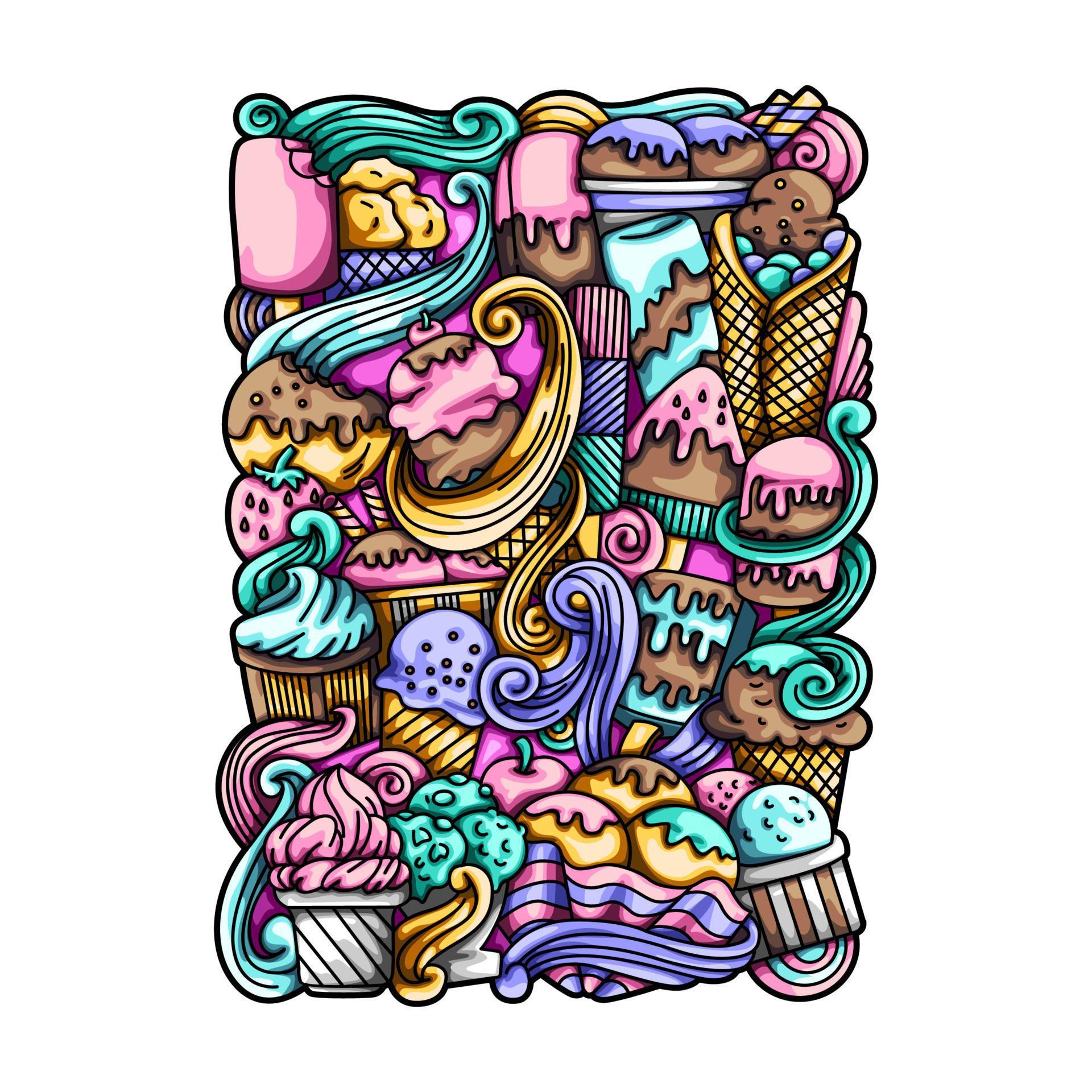Ice Cream Doodles Vector Design Element Illustrations 12795621 Vector