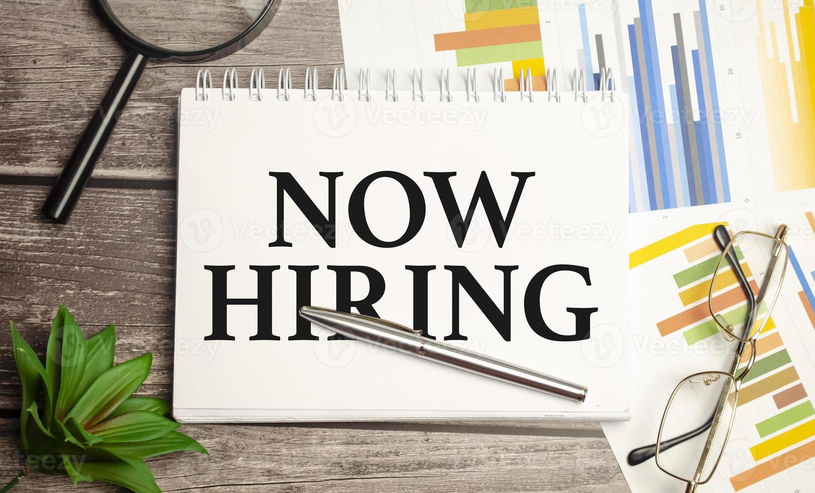 Notepad Chart And Calculator Top View Text Now Hiring 12795715 Stock