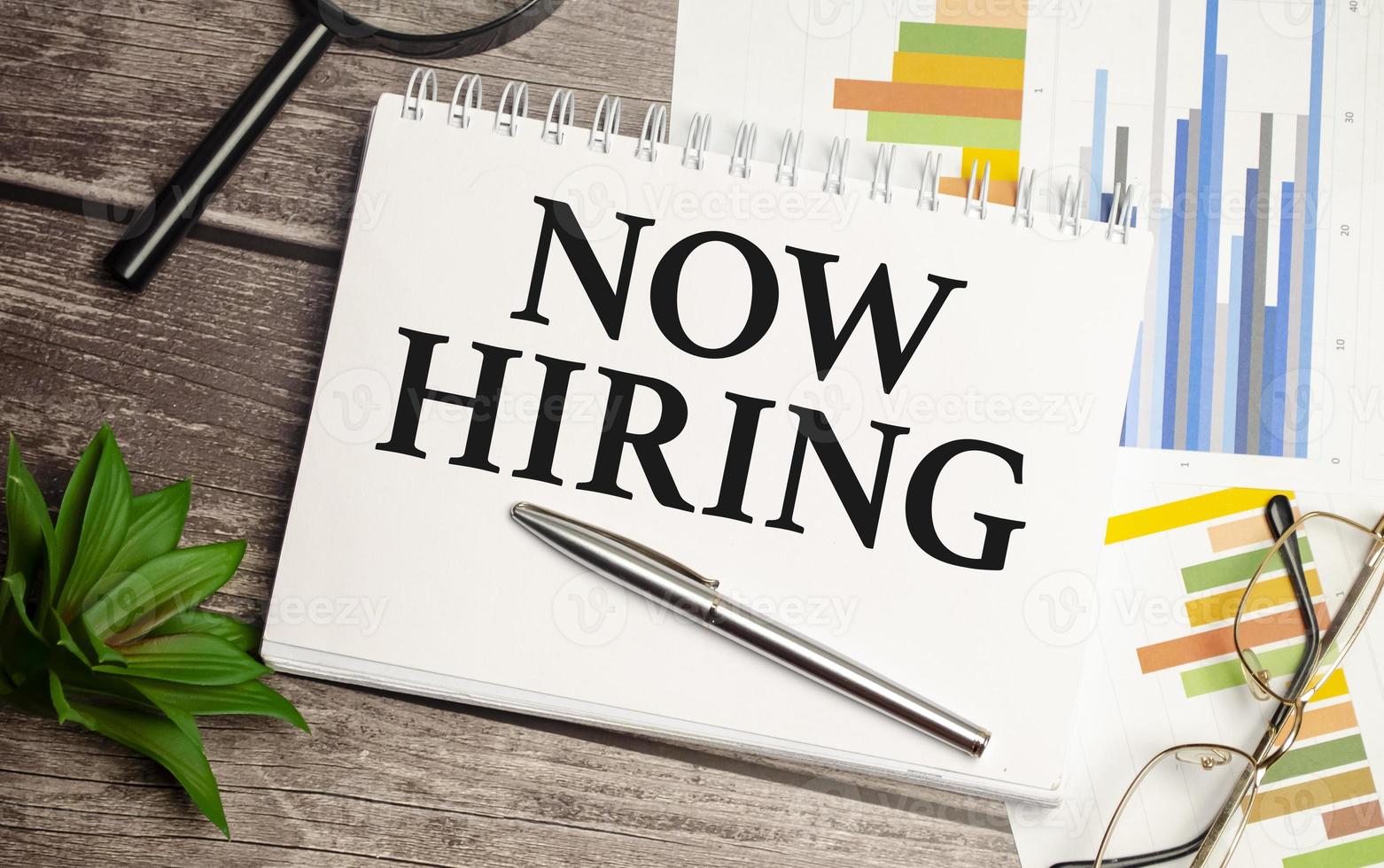 Notepad Chart And Calculator Top View Text Now Hiring 12795733 Stock