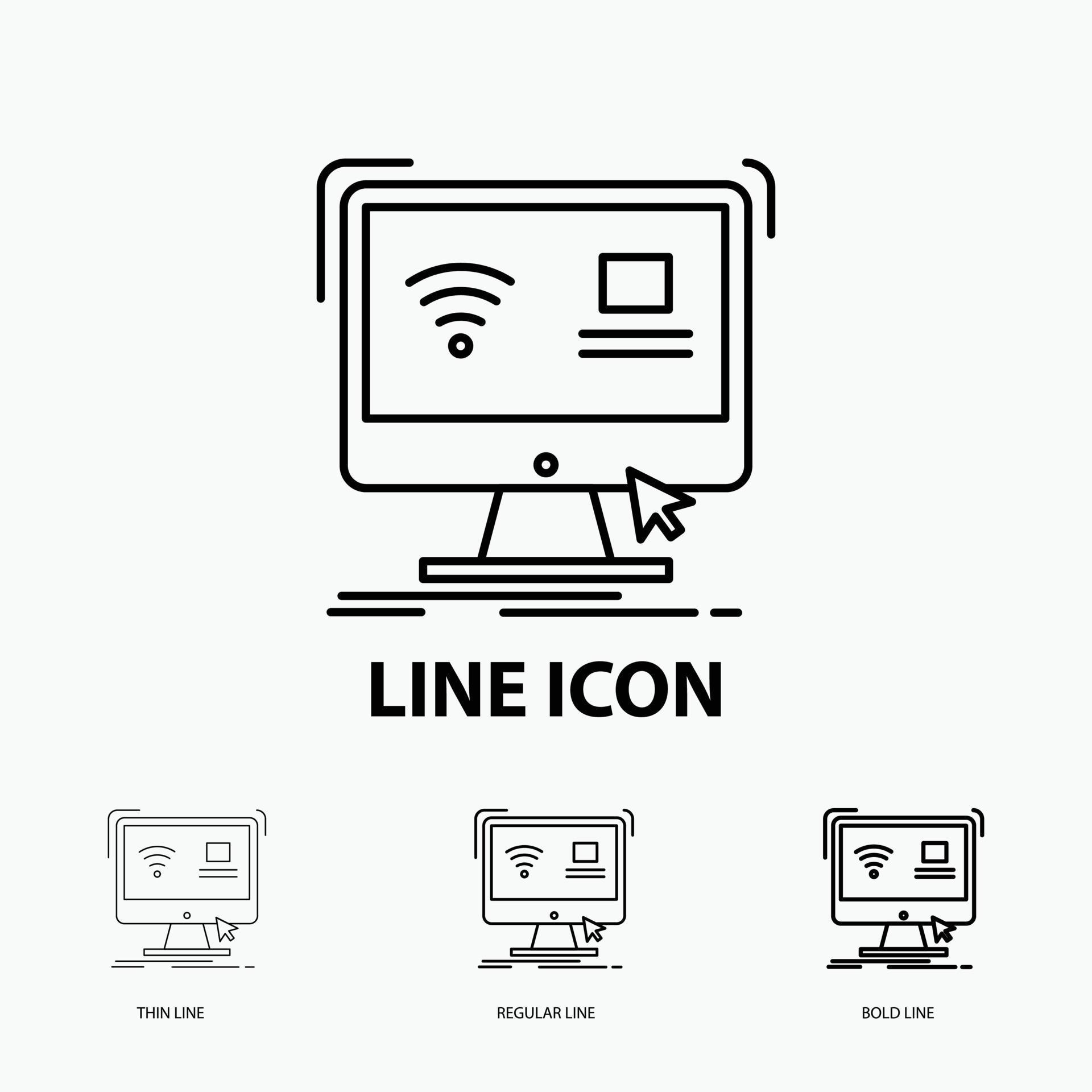 Control Computer Monitor Remote Smart Icon In Thin Regular And Bold Line Style Vector