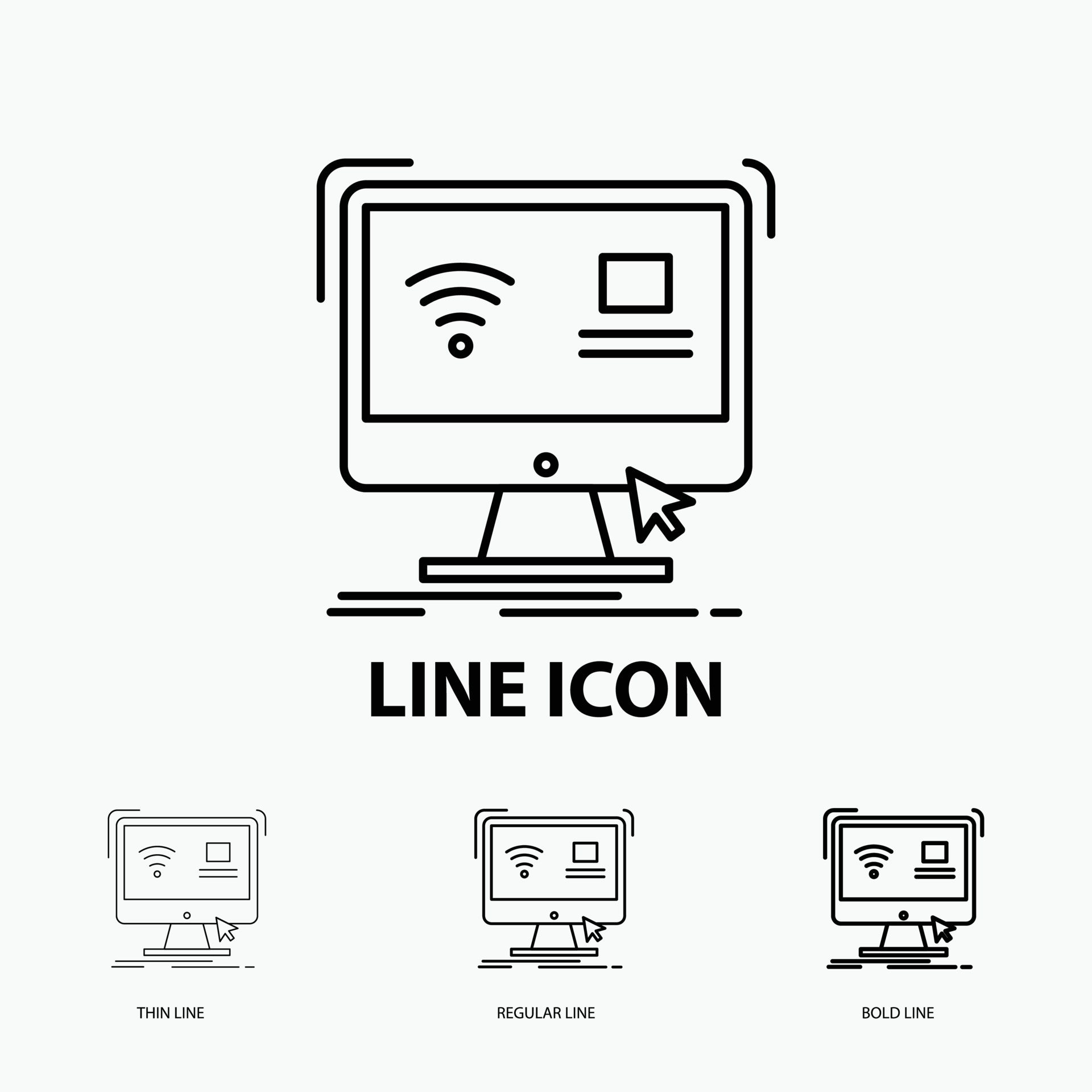 Control Computer Monitor Remote Smart Icon In Thin Regular And Bold Line Style Vector