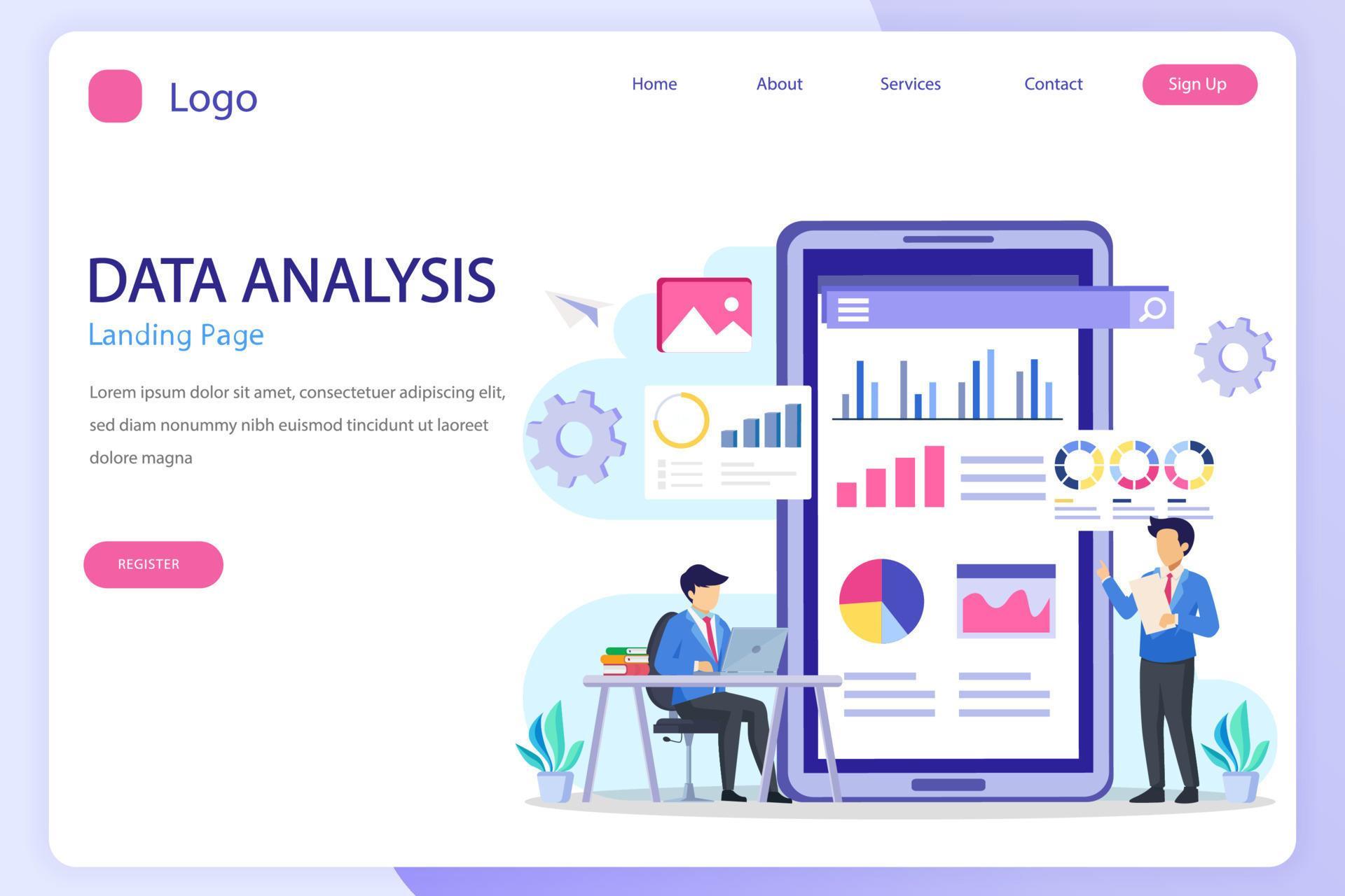 Data analysis landing page website flat vector template 12797465 Vector ...