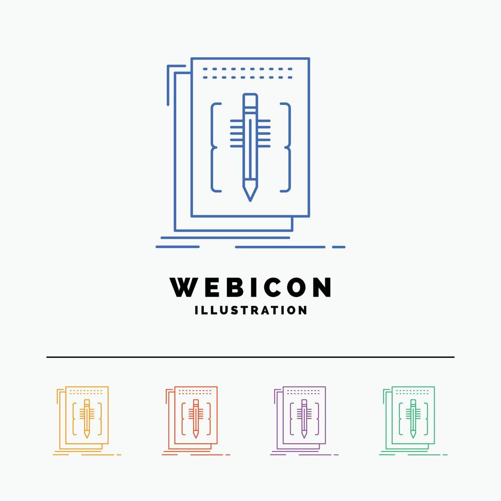 Code. edit. editor. language. program 5 Color Line Web Icon Template isolated on white. Vector ...