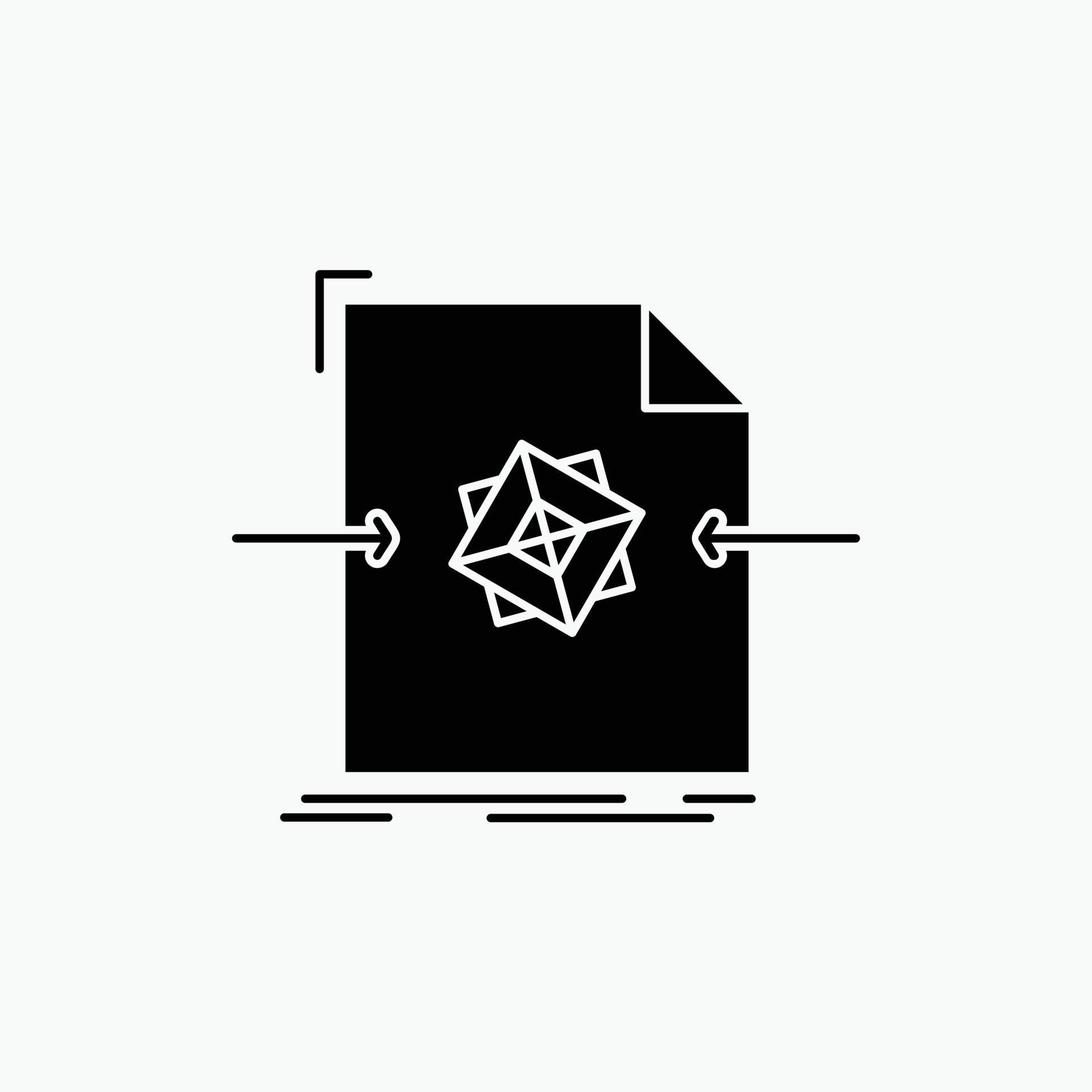 3d. document. file. object. processing Glyph Icon. Vector isolated ...