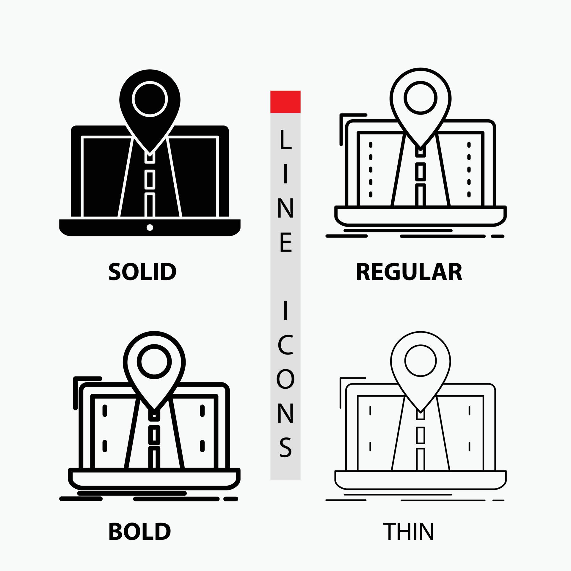 Navigation Map System Gps Route Icon In Thin Regular Bold Line