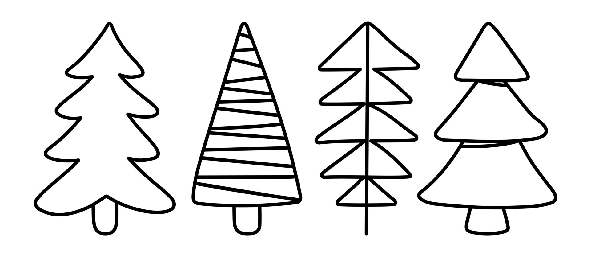 Simple doodles trees for design and decoration textile, covers, package ...