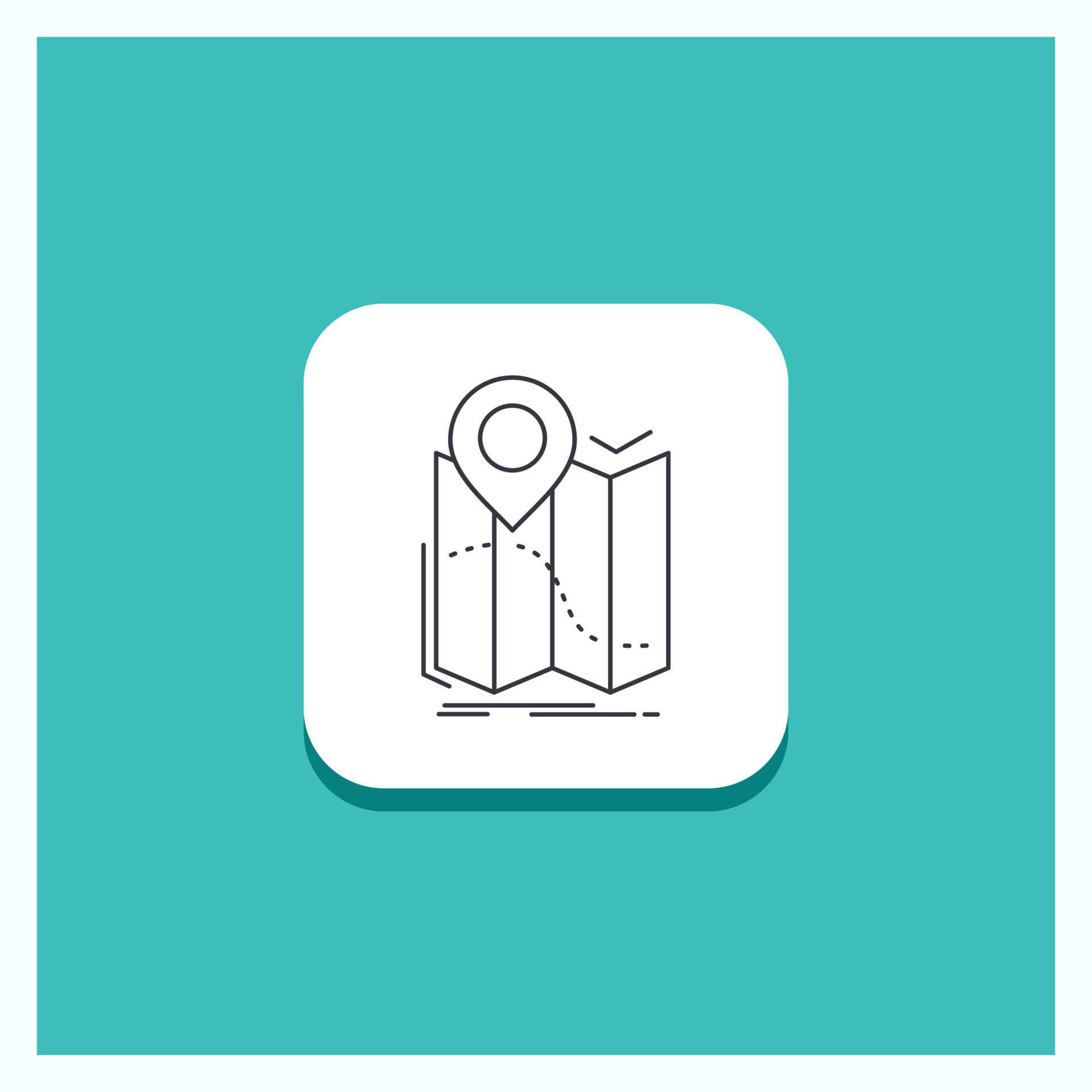 Round Button For Gps Location Map Navigation Route Line Icon