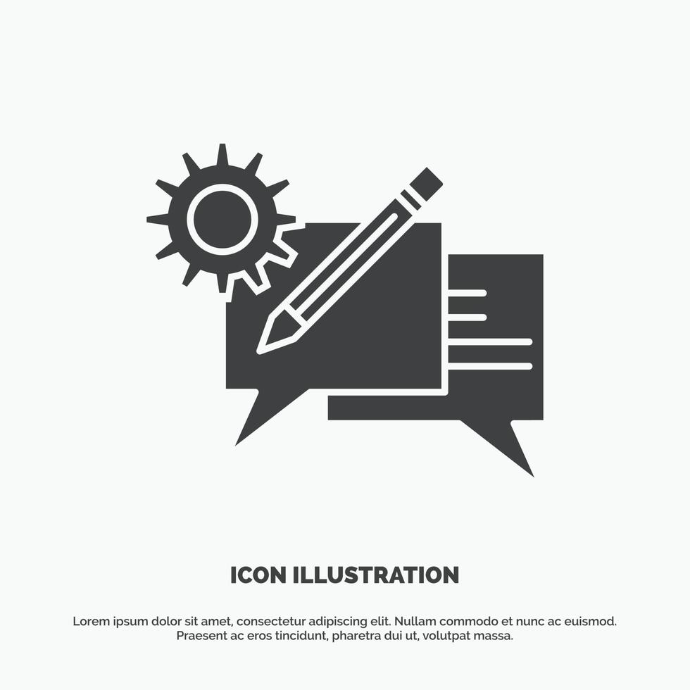 Chat Communication Discussion Setting Message Icon Glyph Vector Gray Symbol For Ui And Ux