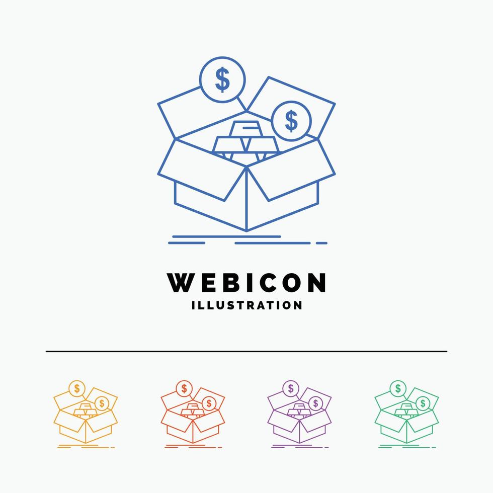 Savings Box Budget Money Growth 5 Color Line Web Icon Template Isolated On White Vector