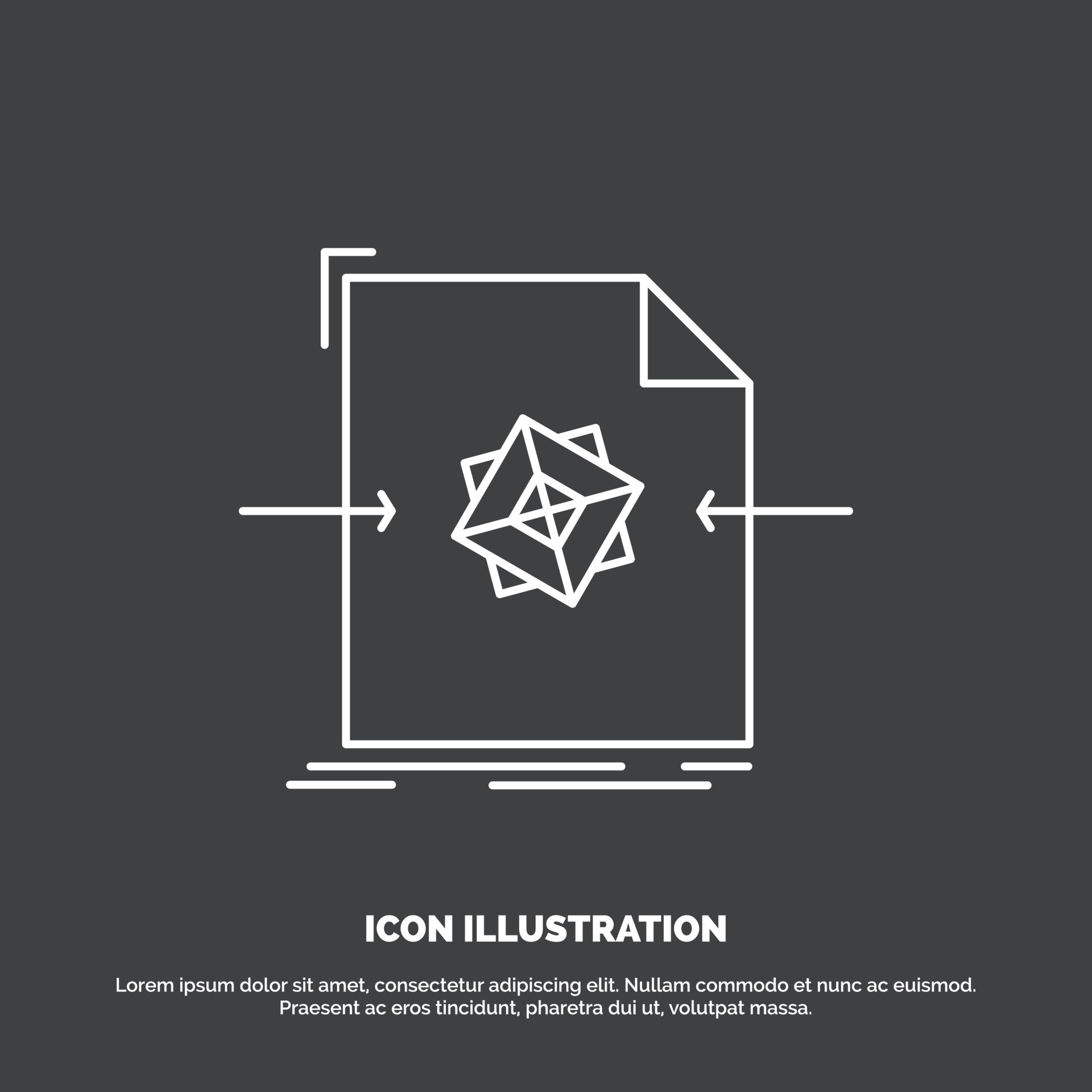 3d Document File Object Processing Icon Line Vector Symbol For Ui And Ux Website Or Mobile