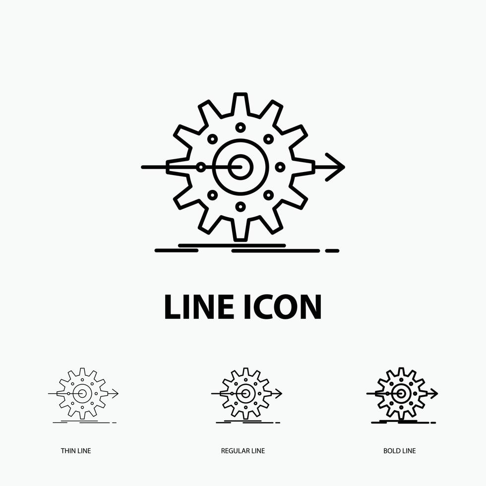 Performance Progress Work Setting Gear Icon In Thin Regular And