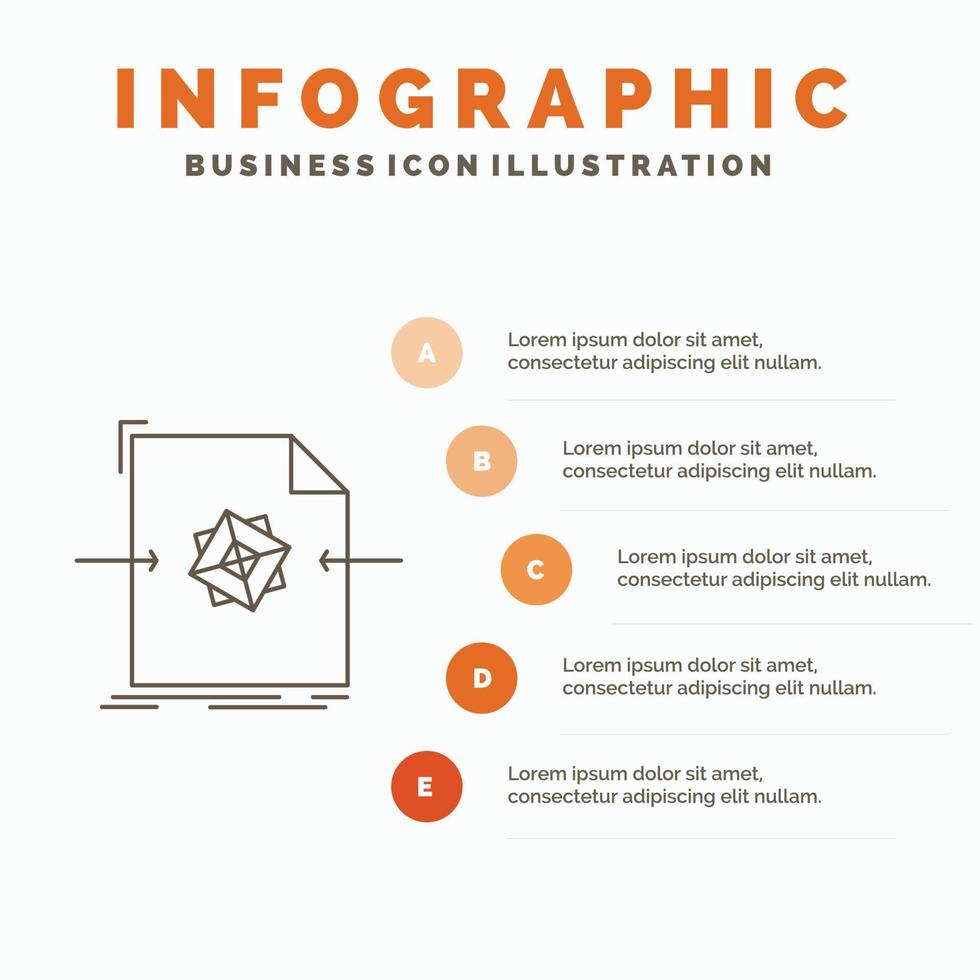 3d, document, file, object, processing Infographics Template for Website and Presentation. Line ...