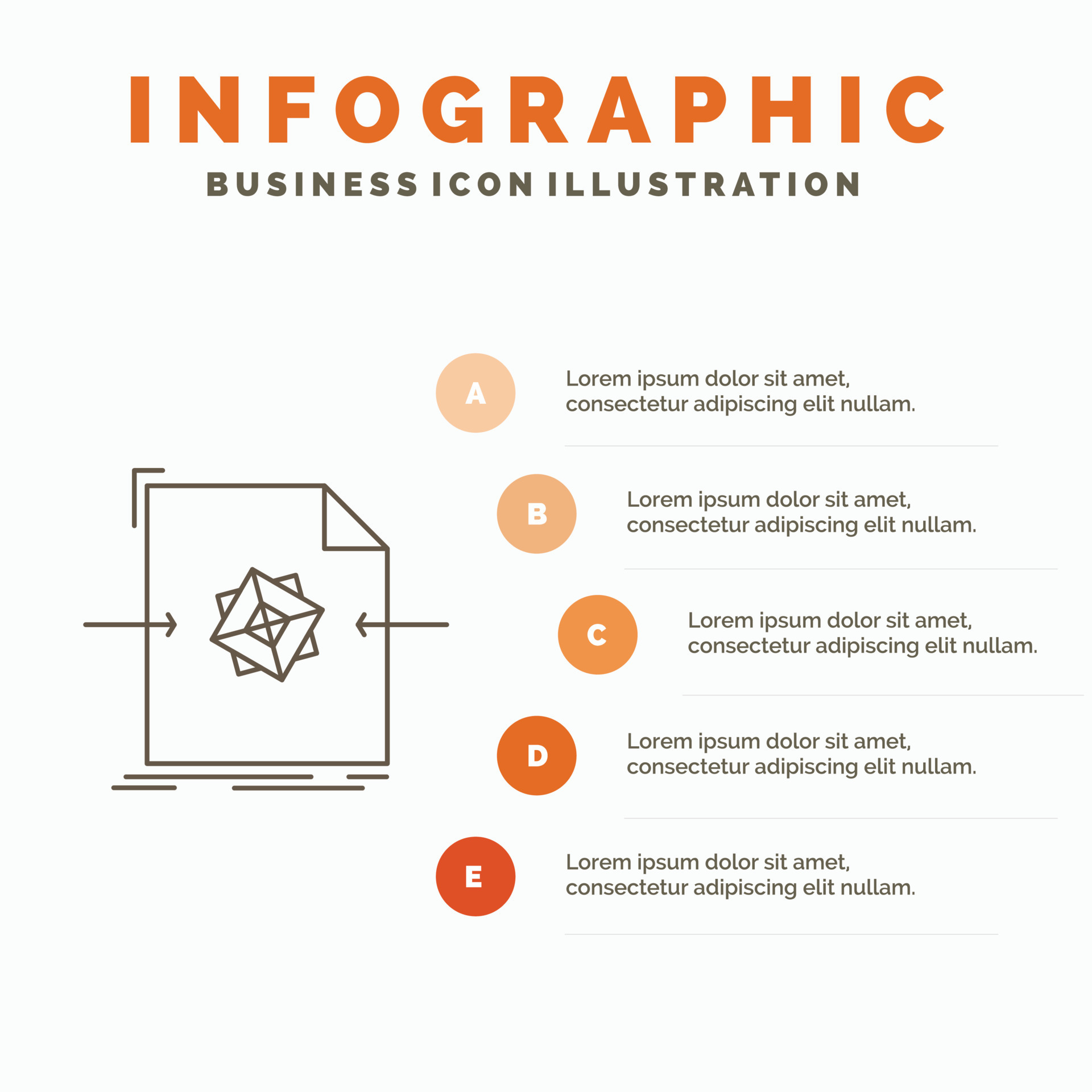 3d Document File Object Processing Infographics Template For Website And Presentation Line