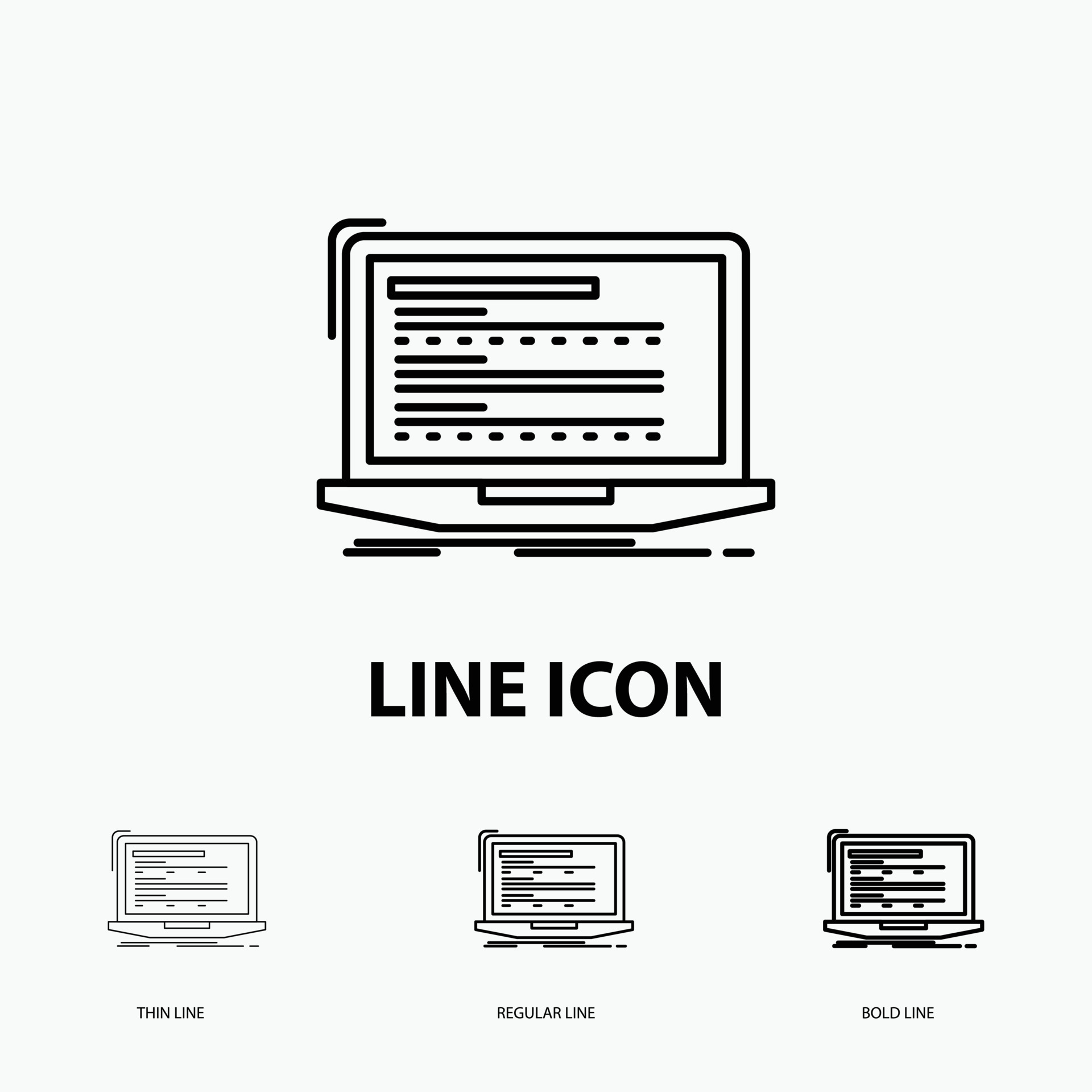 Code Coding Computer Monoblock Laptop Icon In Thin Regular And