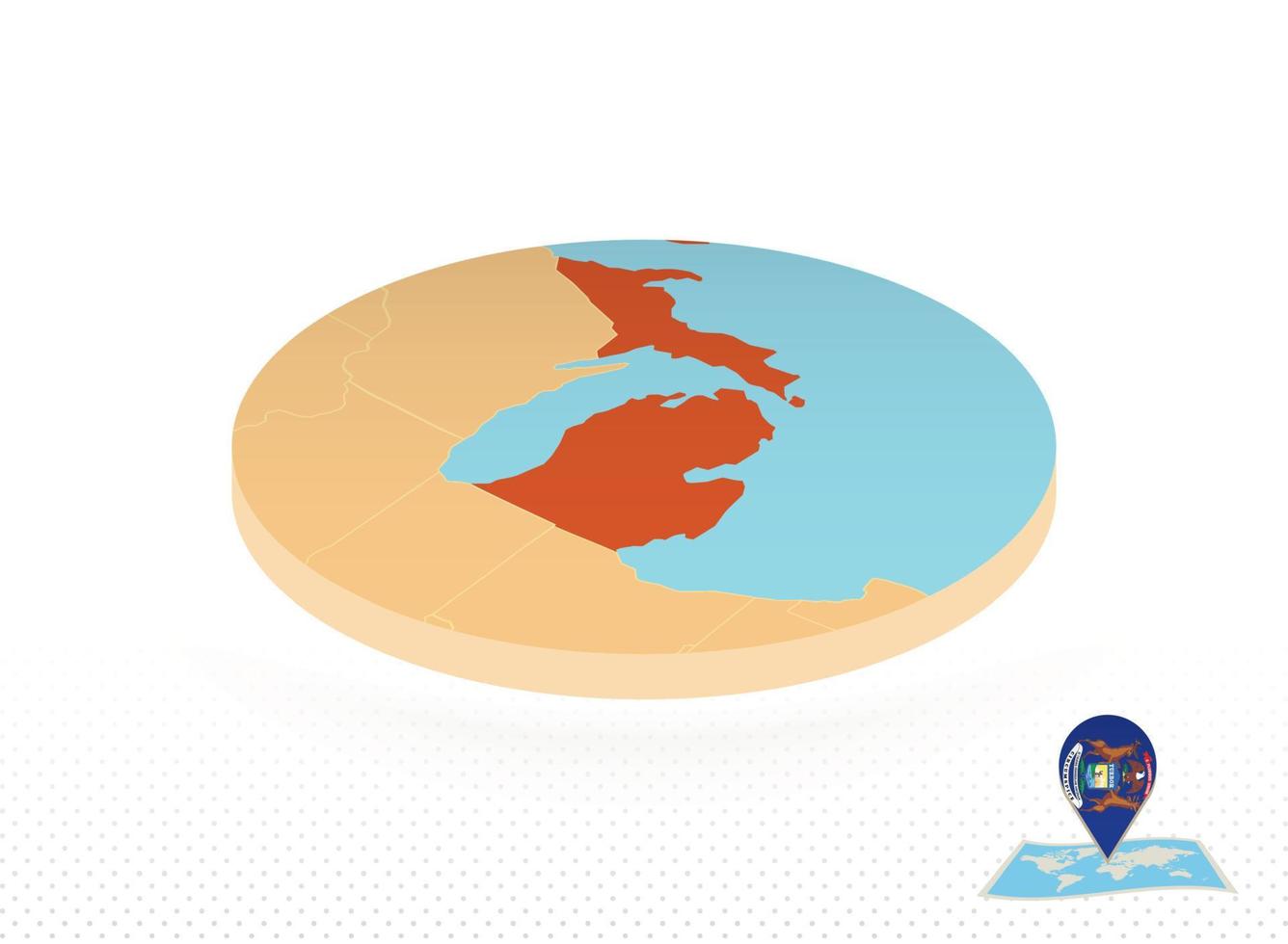Michigan State Map Designed In Isometric Style Orange Circle Map 12802953 Vector Art At Vecteezy