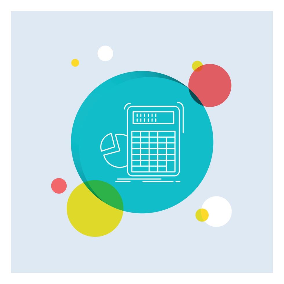 calculator. calculation. math. progress. graph White Line Icon colorful ...