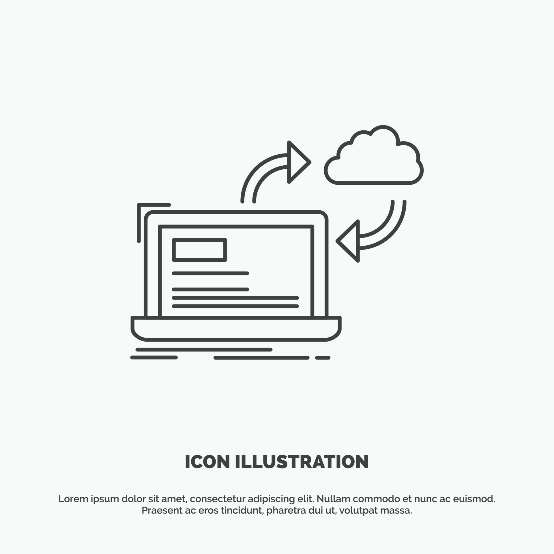 Sync Processing Data Dashboard Arrows Icon Line Vector Gray Symbol