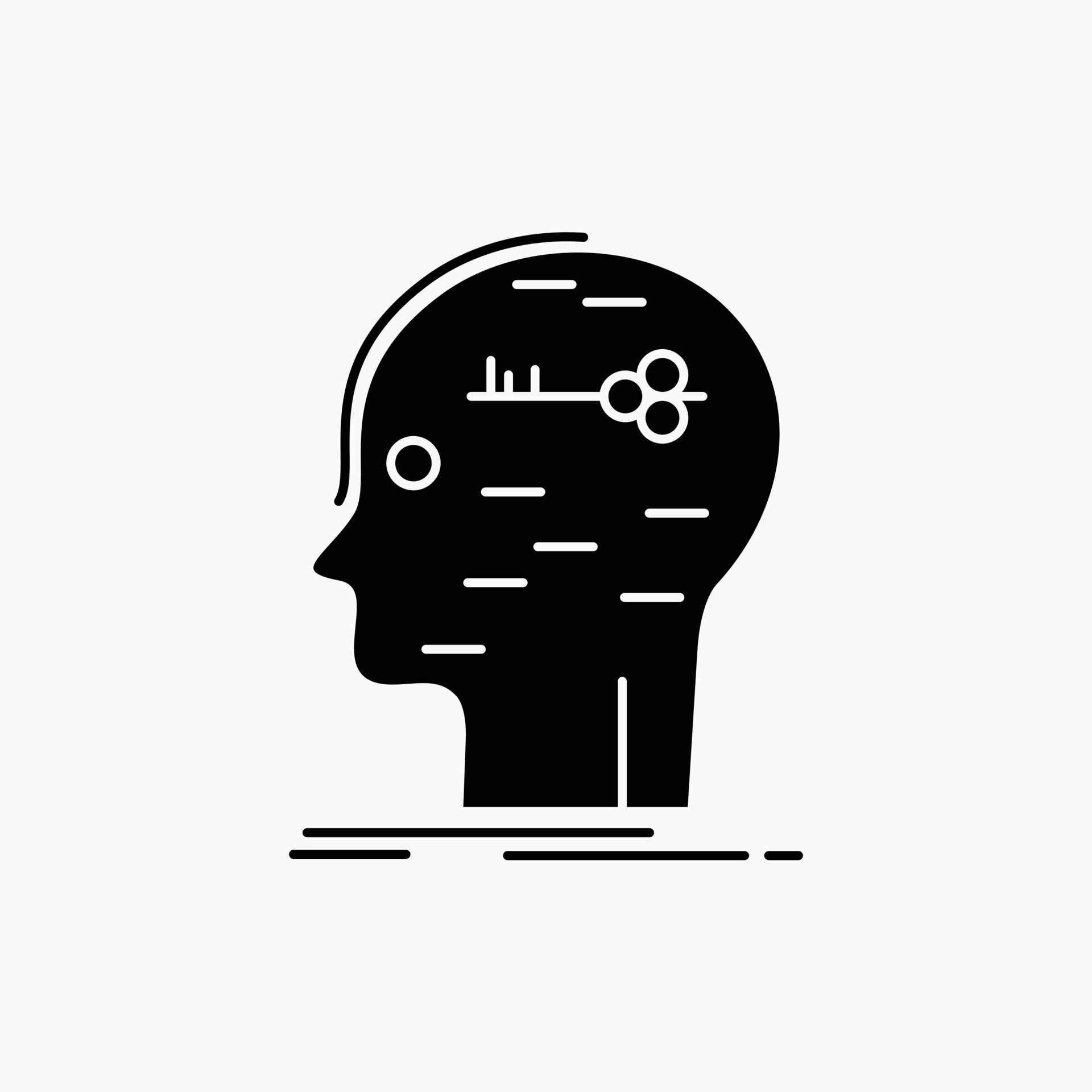Brain Hack Hacking Key Mind Glyph Icon Vector Isolated