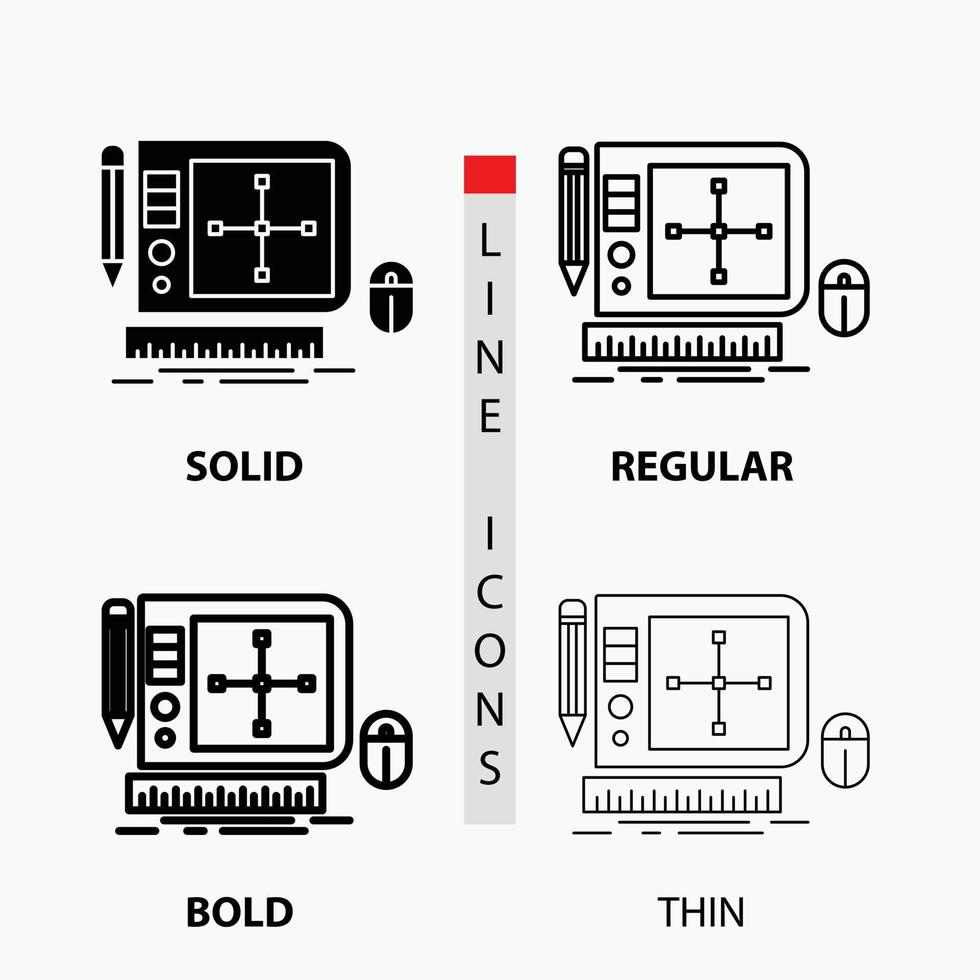 design. Graphic. Tool. Software. web Designing Icon in Thin. Regular ...