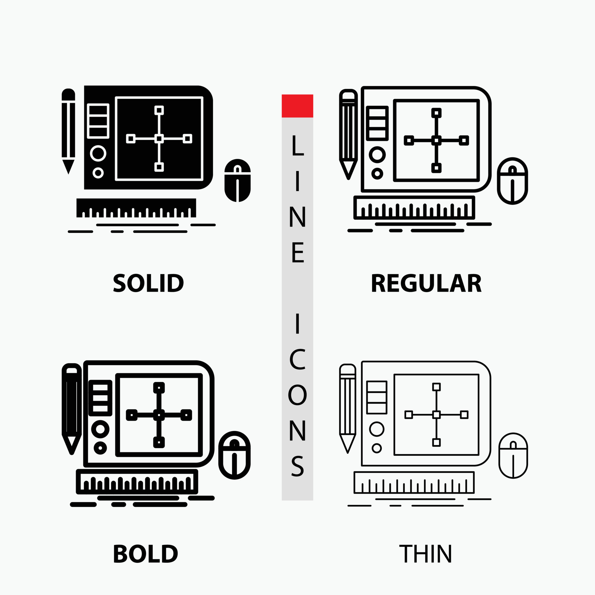 Design Graphic Tool Software Web Designing Icon In Thin Regular