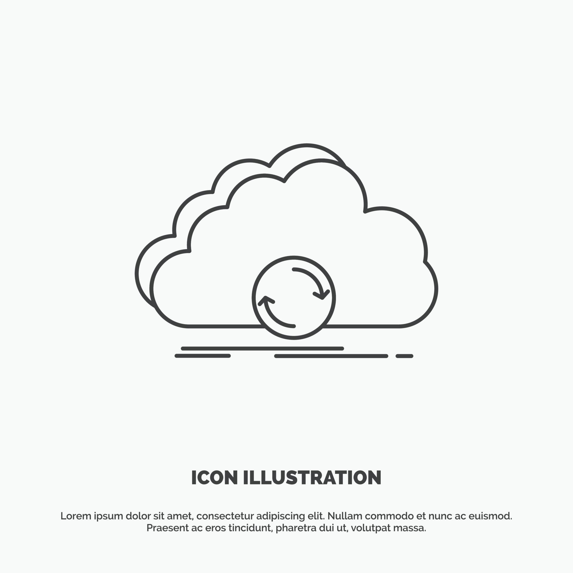 Cloud Syncing Sync Data Synchronization Icon Line Vector Gray Symbol For Ui And Ux Website