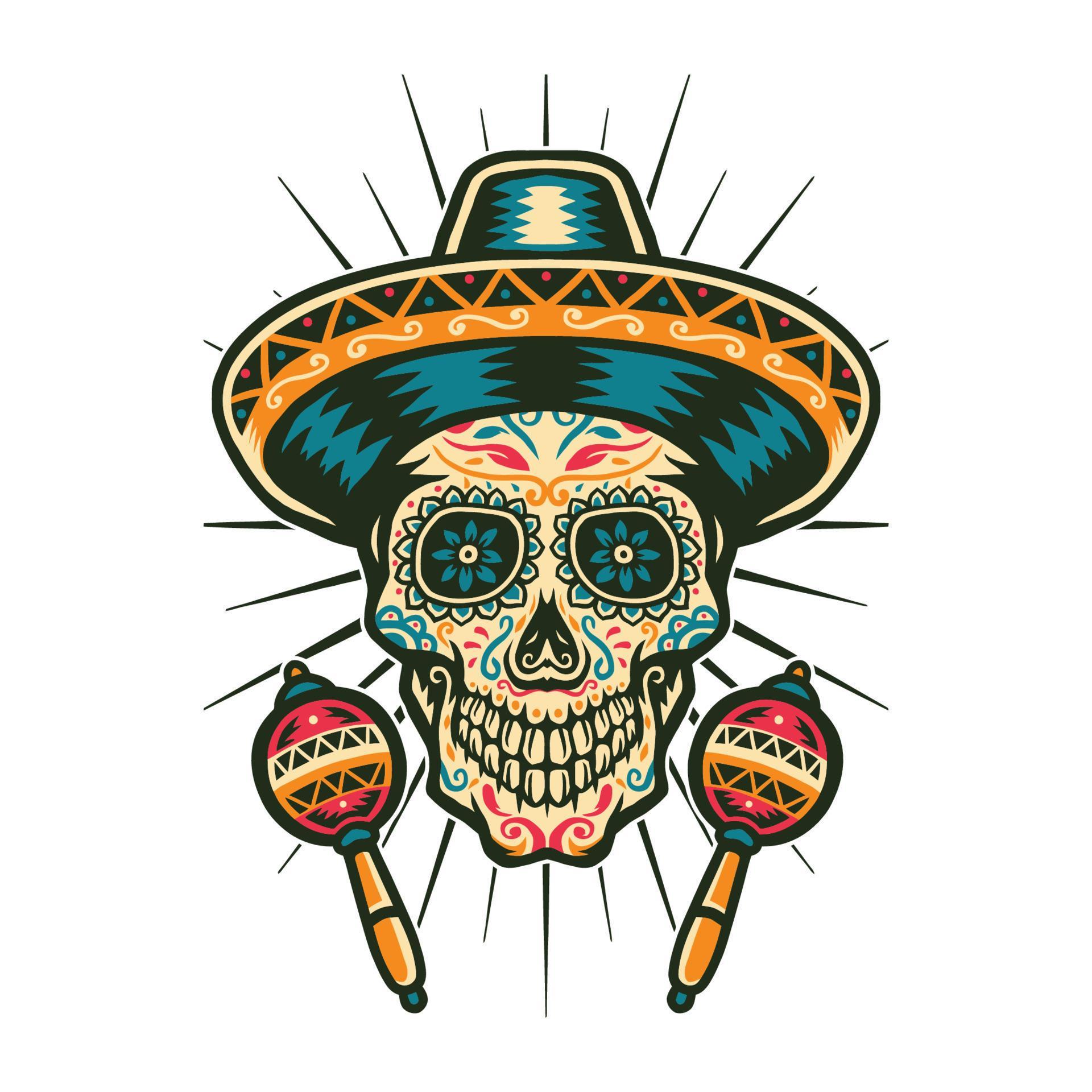 Vector Illustration Of Mexican Sugar Skull 12803967 Vector Art At Vecteezy
