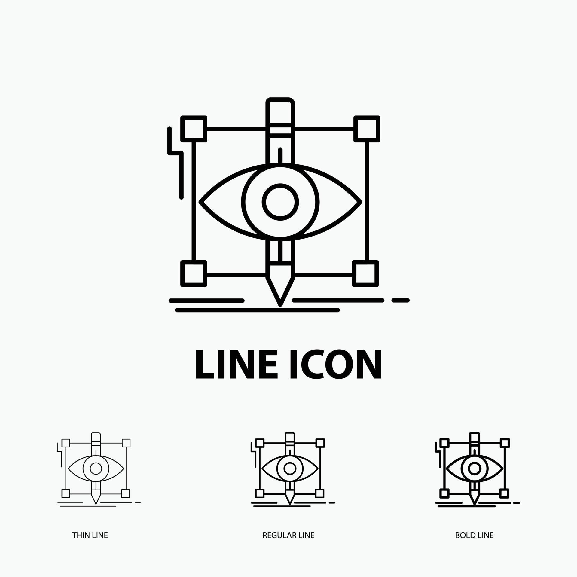 design. draft. sketch. sketching. visual Icon in Thin. Regular and Bold Line Style. Vector ...