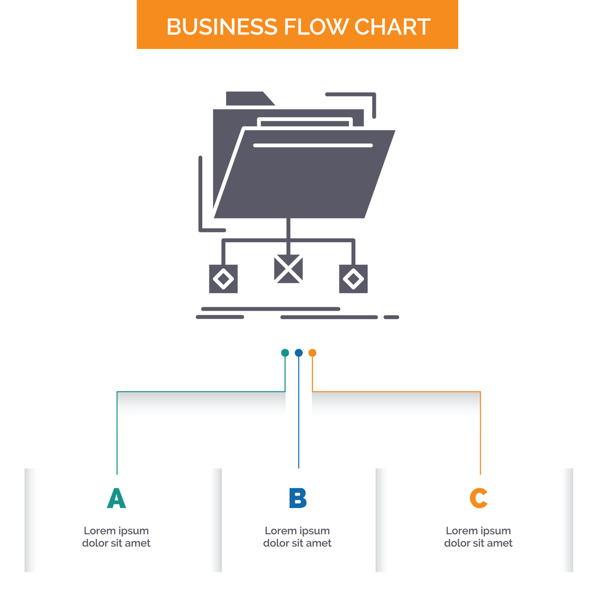 backup. data. files. folder. network Business Flow Chart Design with 3 ...