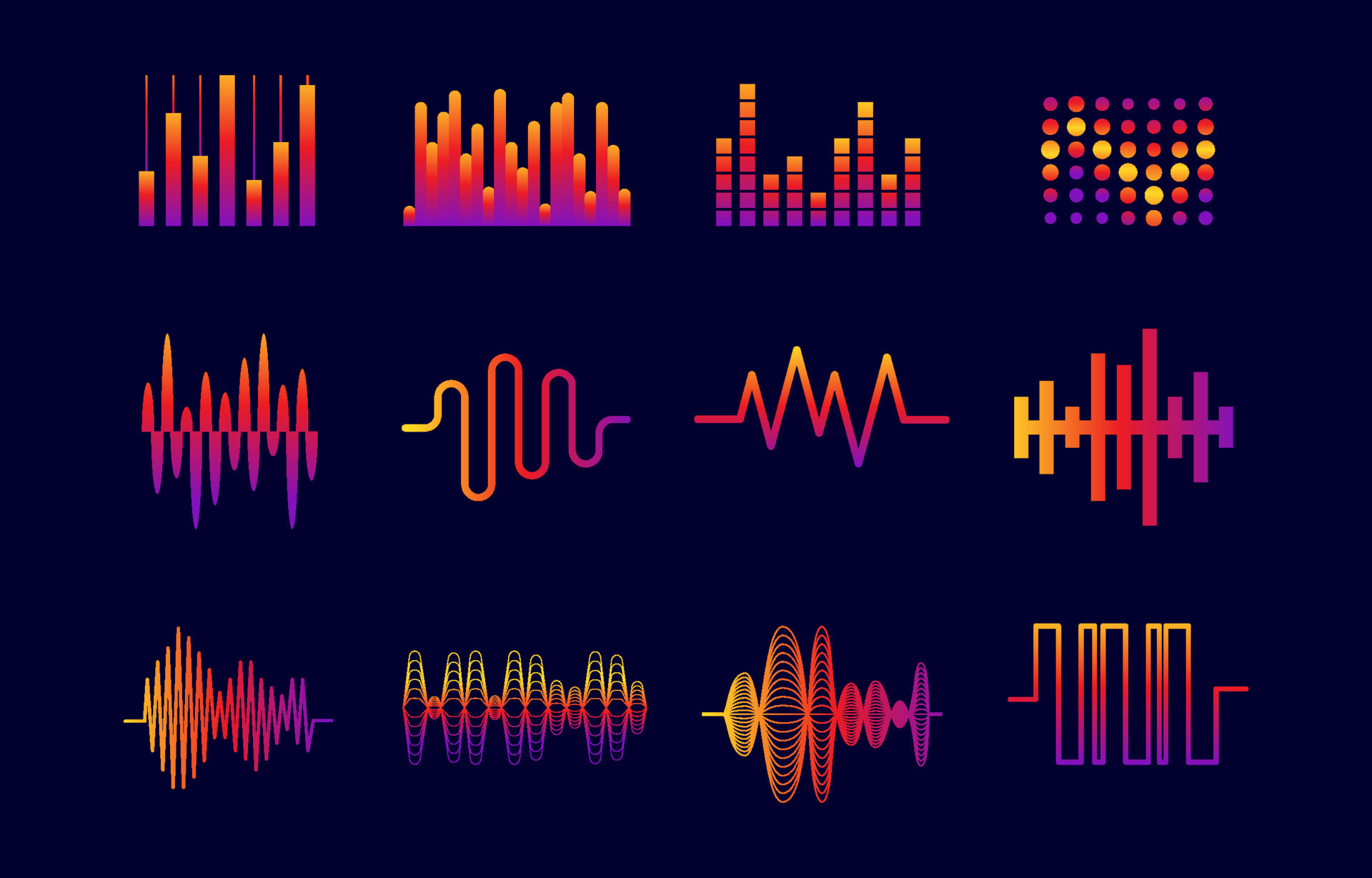Sound Wave Icon Set 12804515 Vector Art at Vecteezy