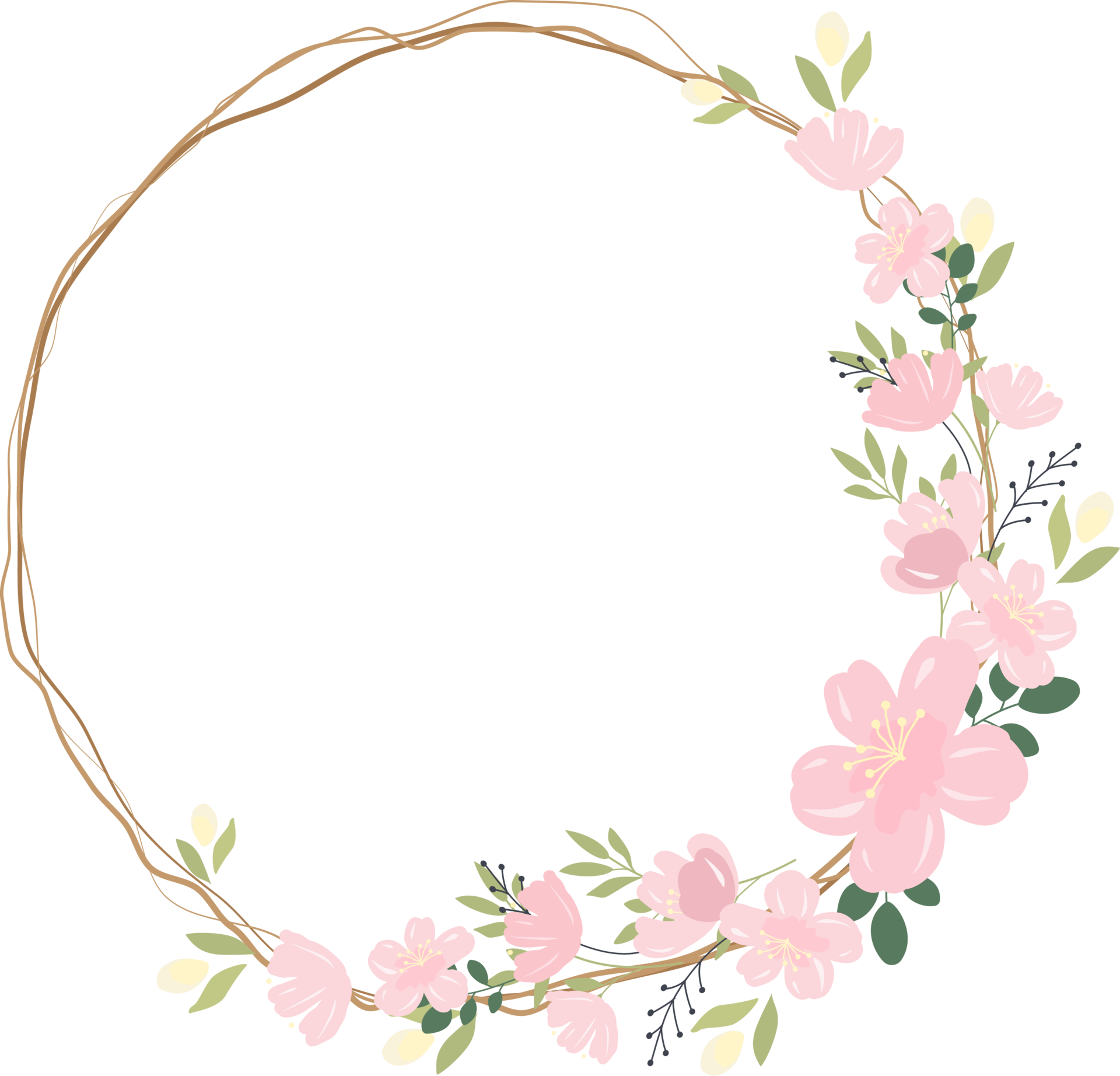 beautiful pink sakura or cheery blossom flower wreath frame 12805703 PNG