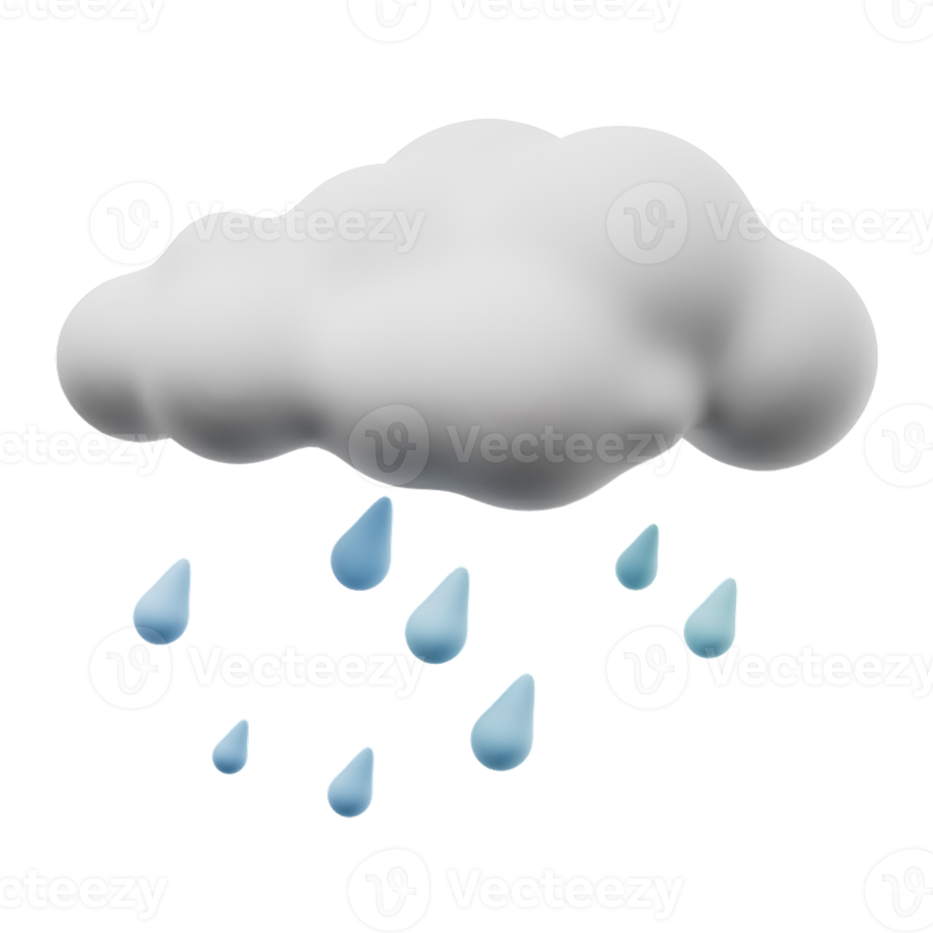 3D cartoon weather rain. Sign of dark clouds with raindrops isolated on ... 3D cartoon weather rain. Sign of dark clouds with raindrops isolated on ...