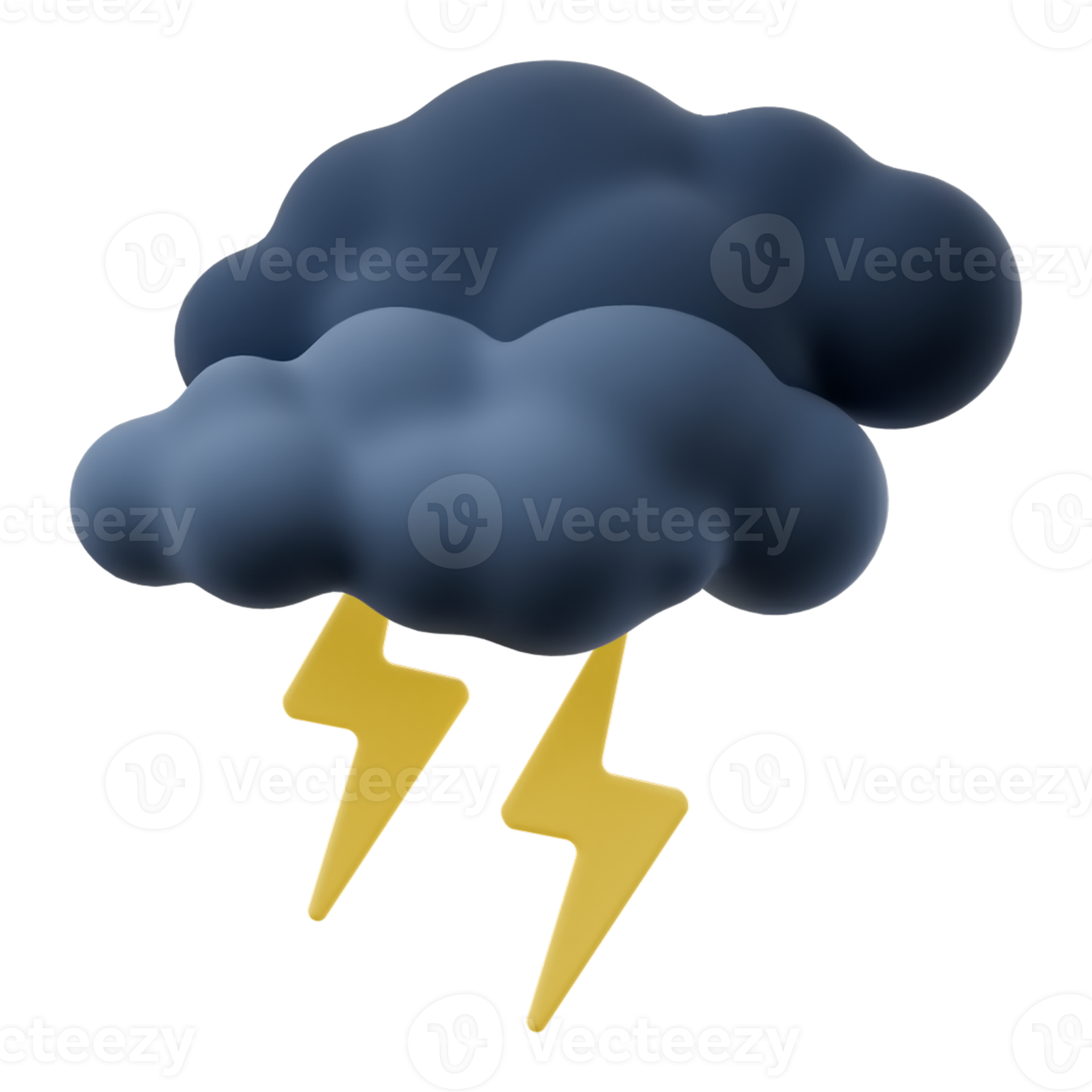 3d Cartoon Weather Rain Clouds With Thunderstorm Dark Cloud Sign With 4552