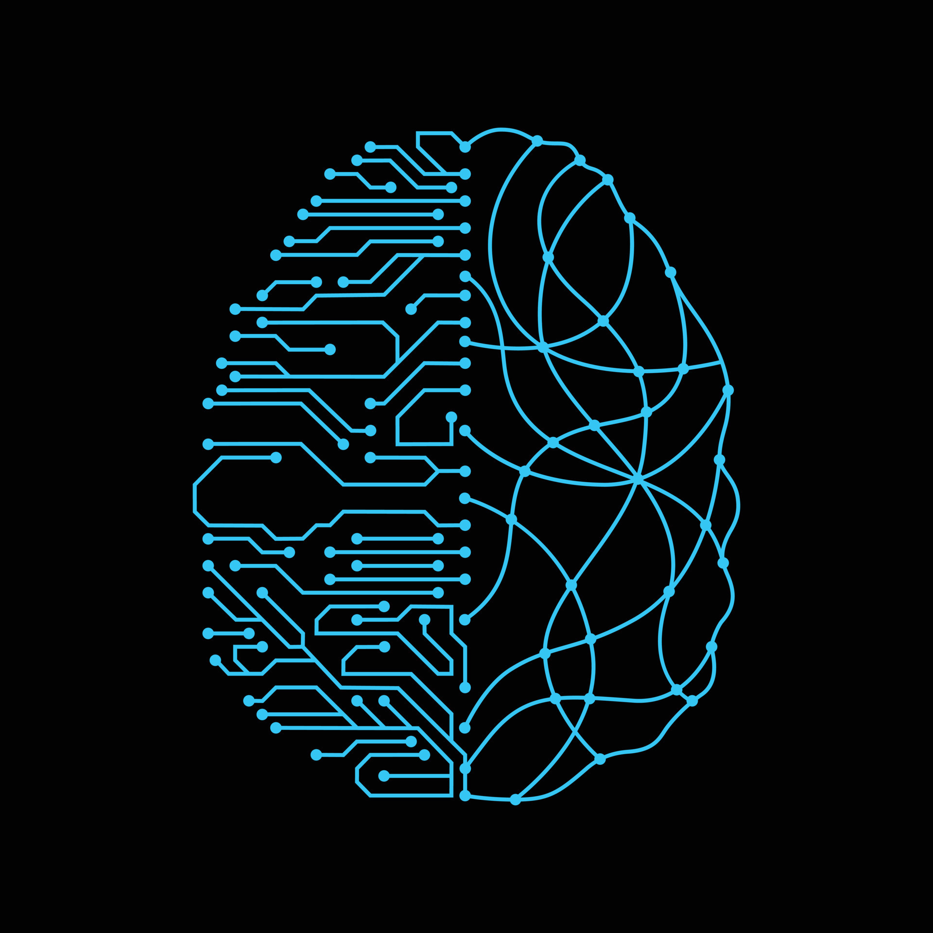 Brain In Style Of Printed Circuit Board Outline Illustration Futuristic Artificial Intelligence