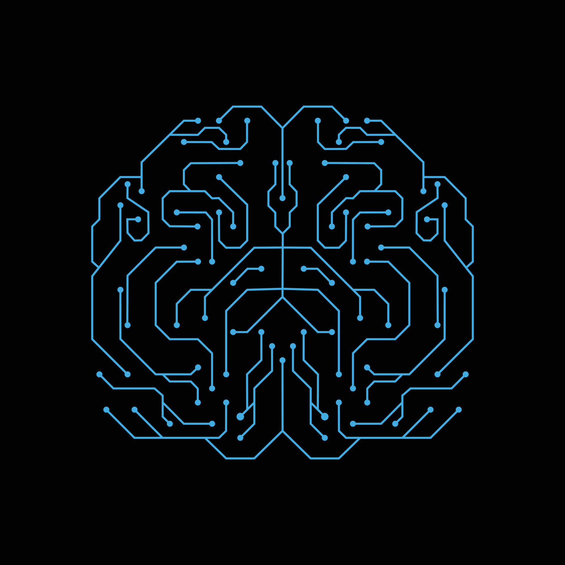 Brain In Style Of Printed Circuit Board Outline Illustration Futuristic Artificial Intelligence