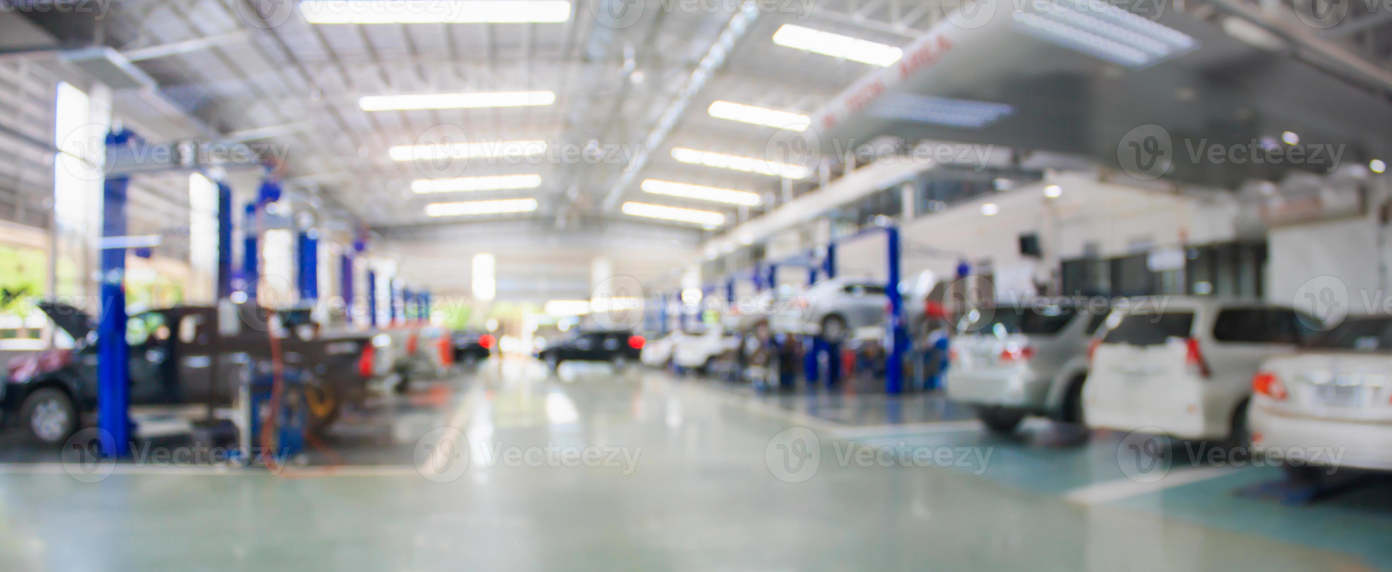 car service centre auto repair workshop blurred panoramic background 12806660 Stock Photo at ...
