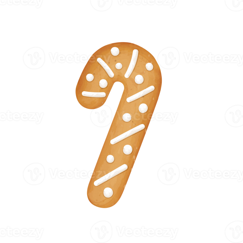 Watercolor Gingerbread candy cane peppermint biscuit cookie 12807536 PNG