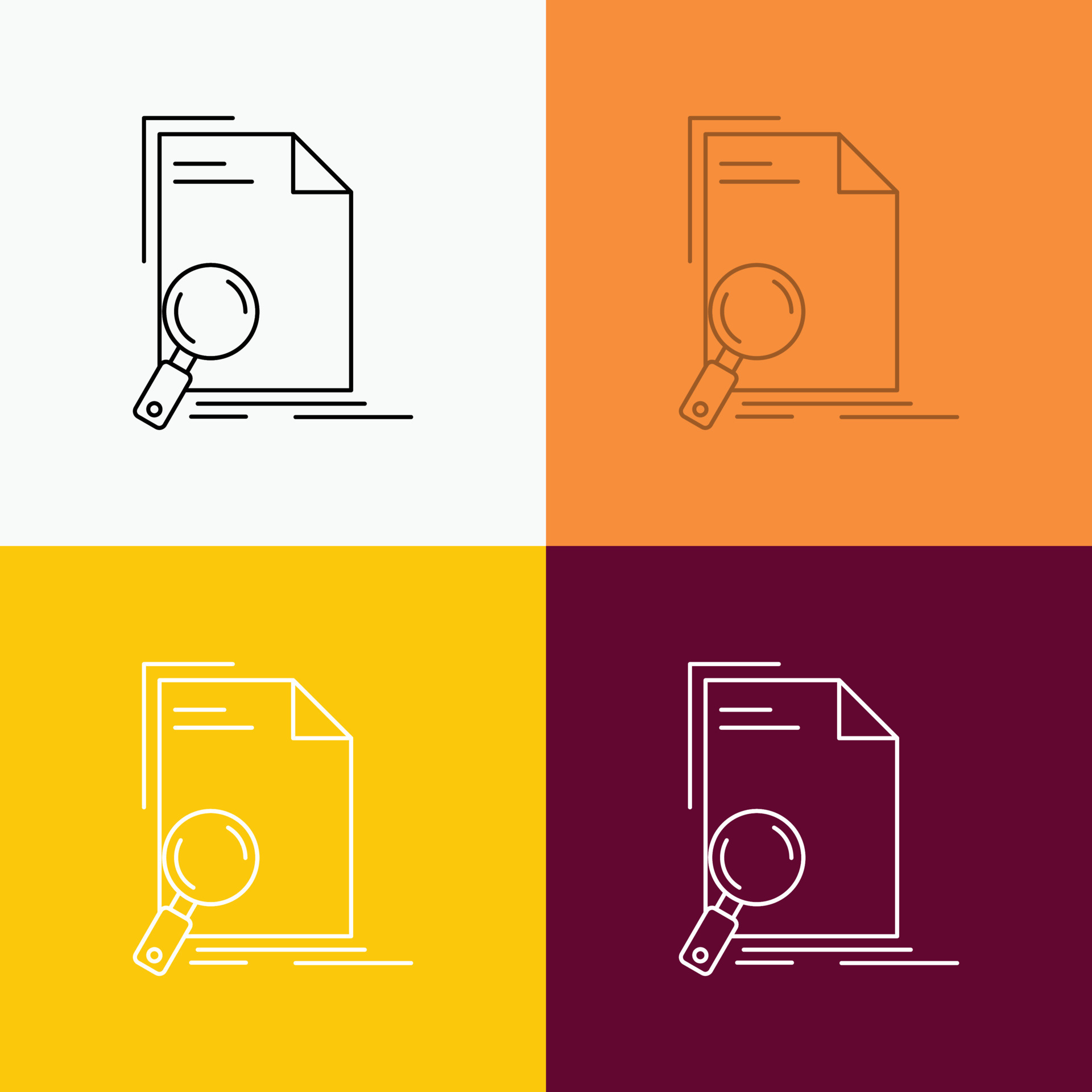 Analysis Document File Find Page Icon Over Various Background Line Style Design Designed