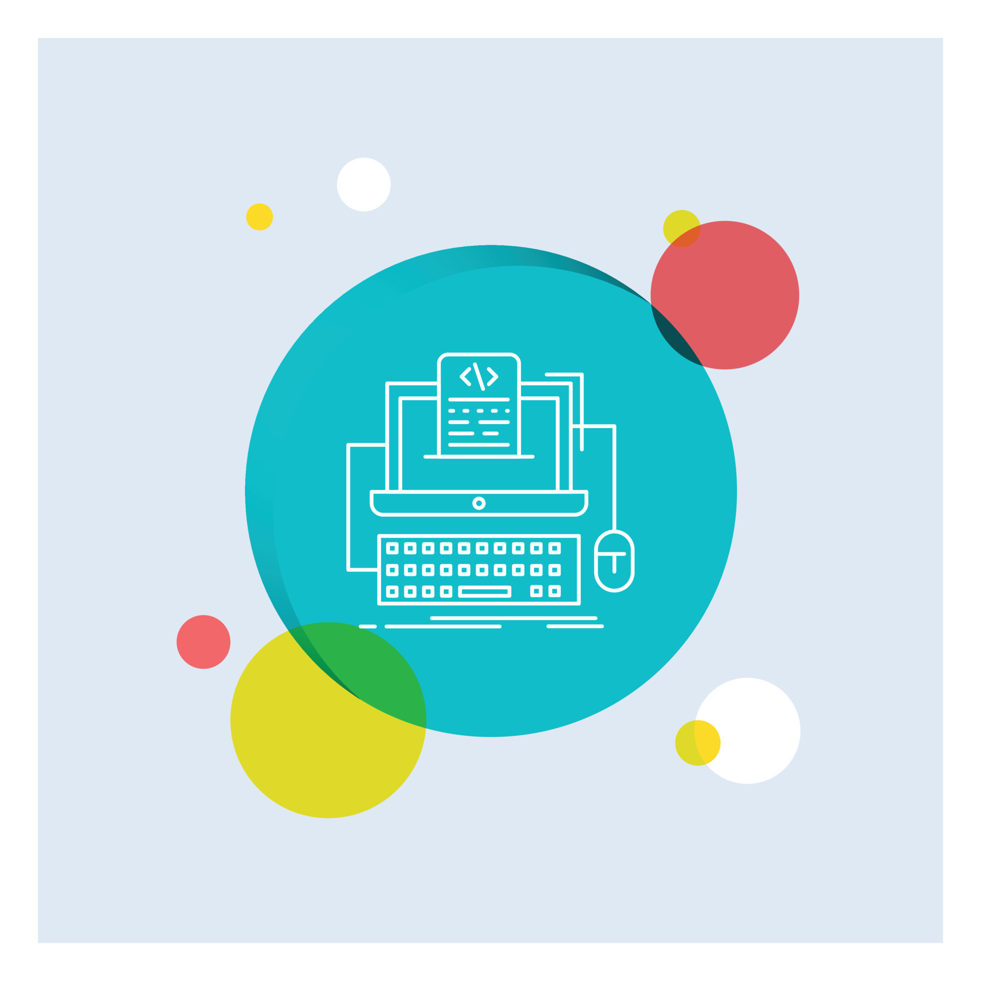 Code Coding Computer Monoblock Screen White Line Icon Colorful