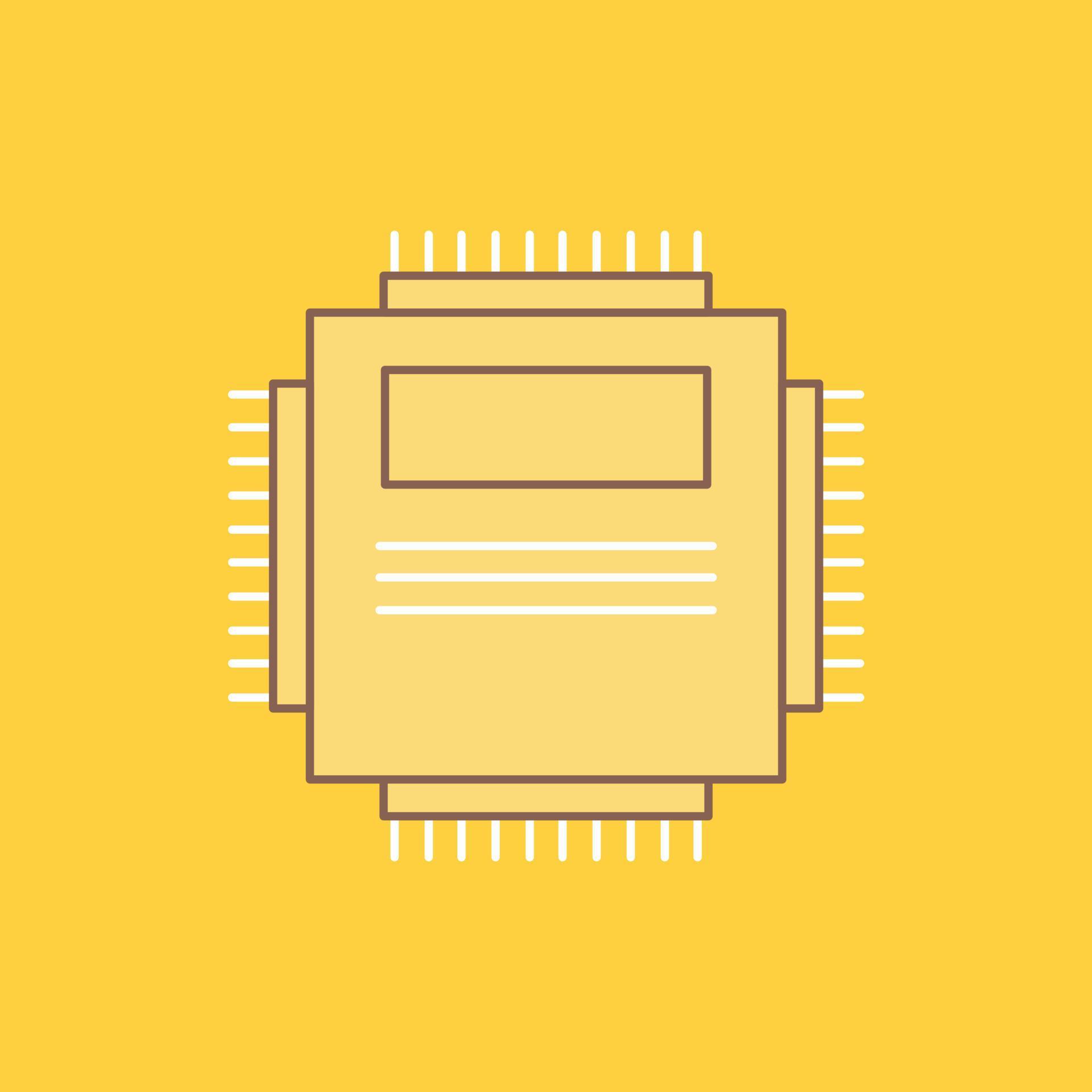 Processor Hardware Computer Pc Technology Flat Line Filled Icon Beautiful Logo Button Over