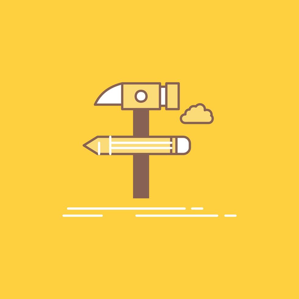 Build Design Develop Tool Tools Flat Line Filled Icon Beautiful