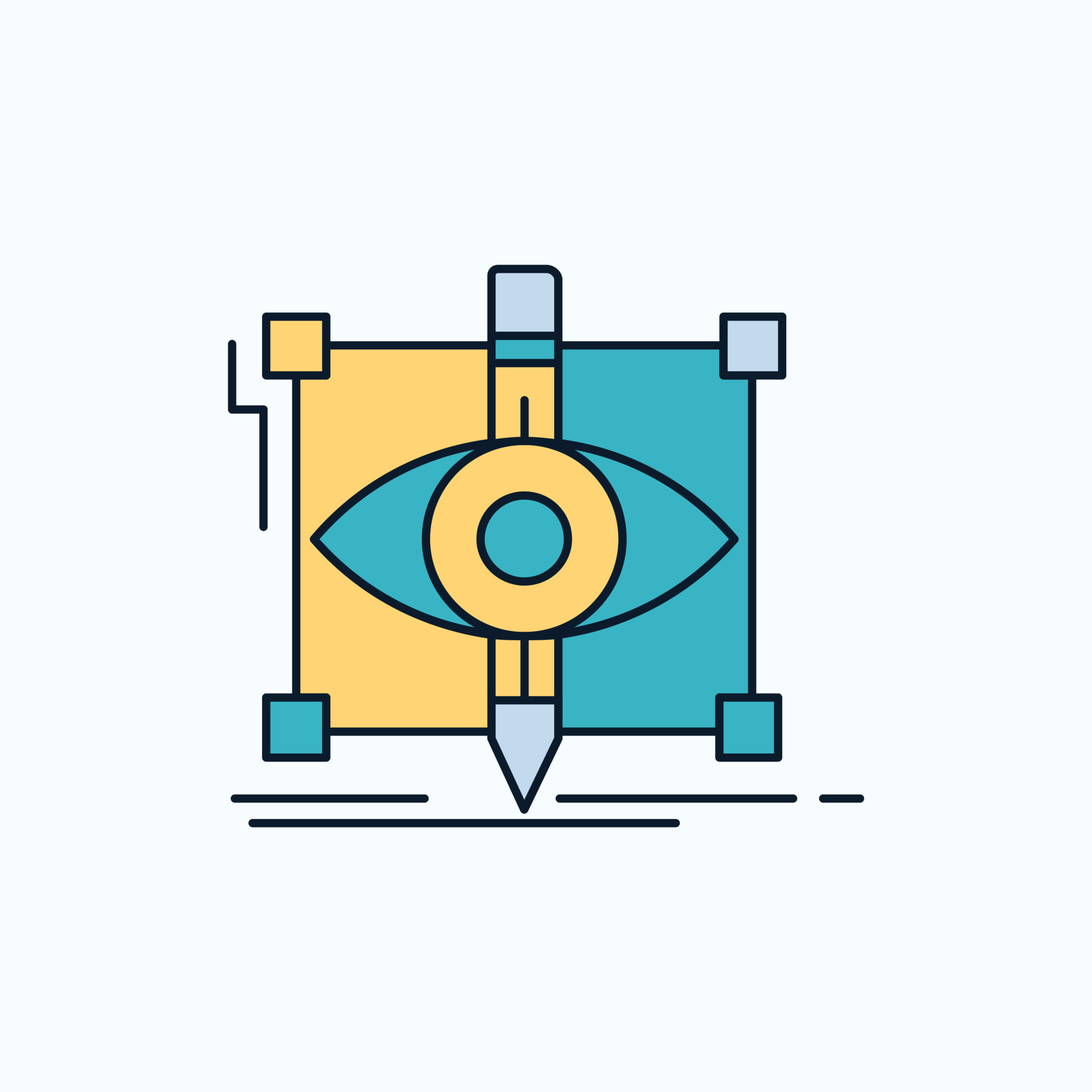 Design Draft Sketch Sketching Visual Flat Icon Green And Yellow Sign And Symbols For