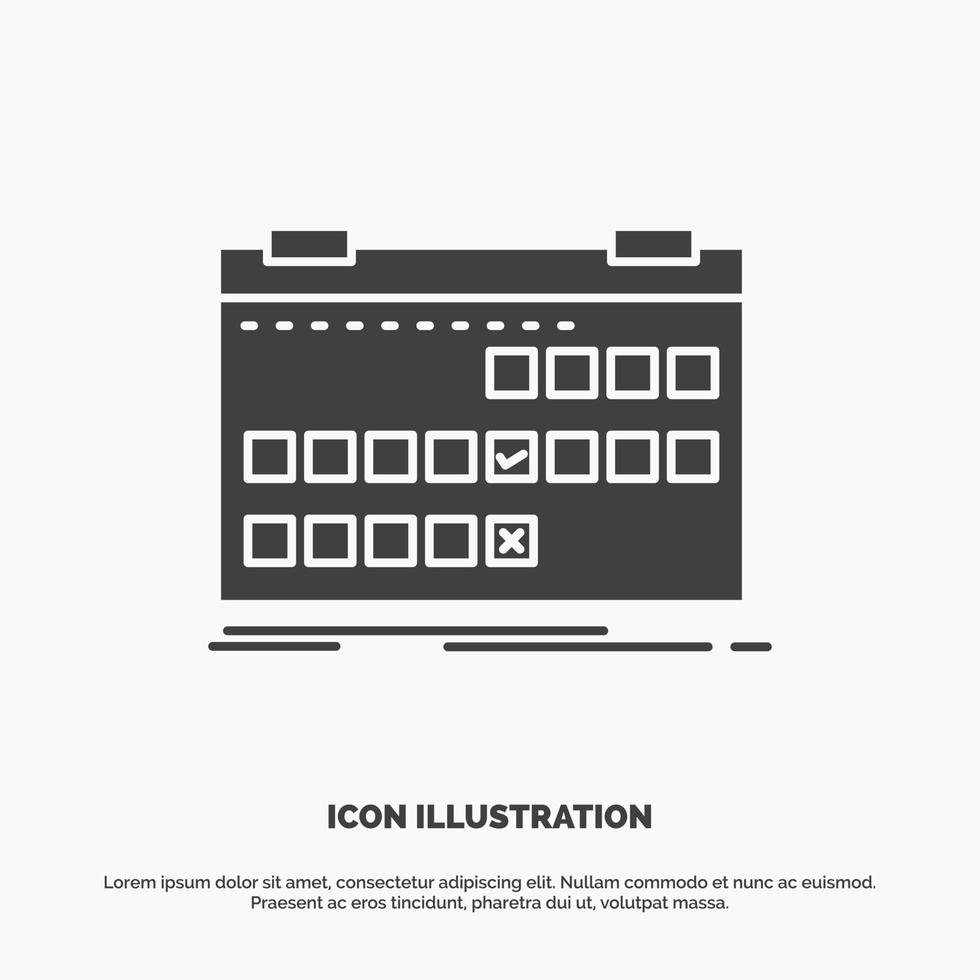Calendar Date Event Release Schedule Icon Glyph Vector Gray Symbol For Ui And Ux Website