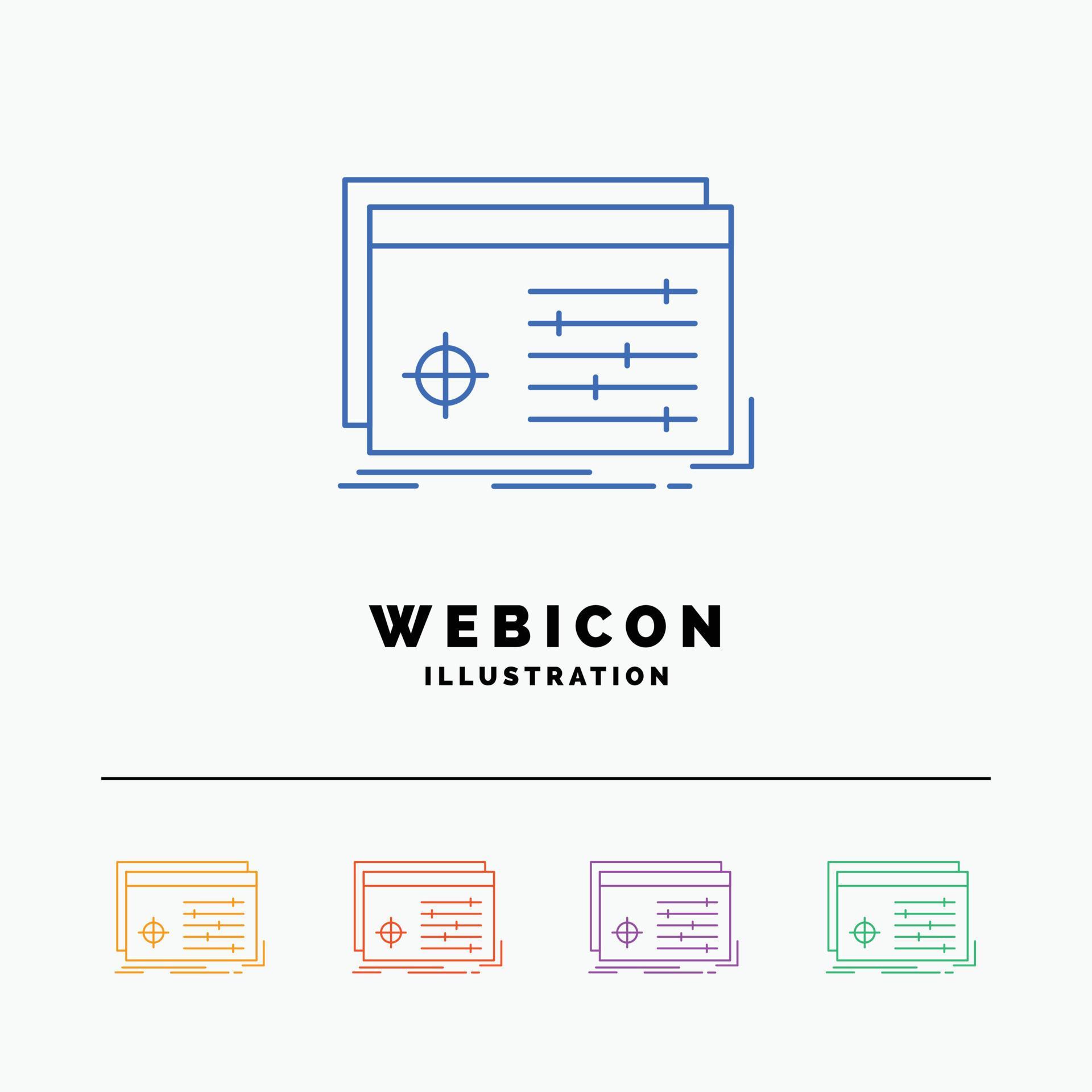 File Object Processing Settings Software 5 Color Line Web Icon Template Isolated On White