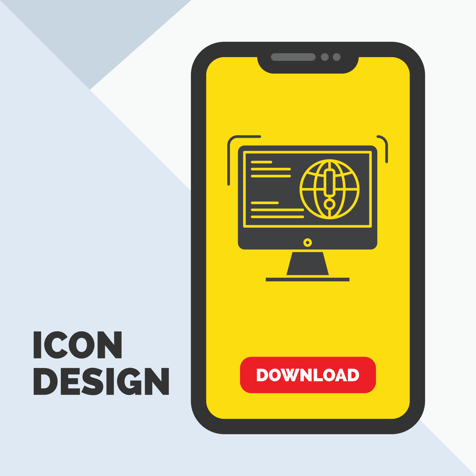 information. content. development. website. web Glyph Icon in Mobile for Download Page. Yellow ...